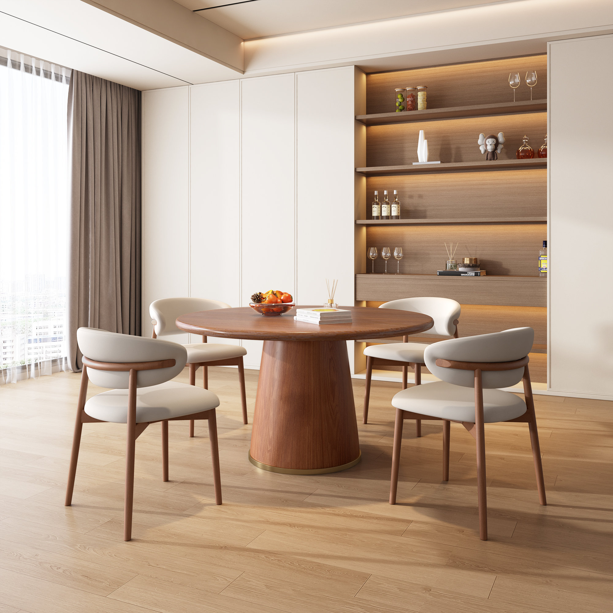 Brayden Studio® Space-Saving Round Solid Wood Dining Table For Kitchen ...