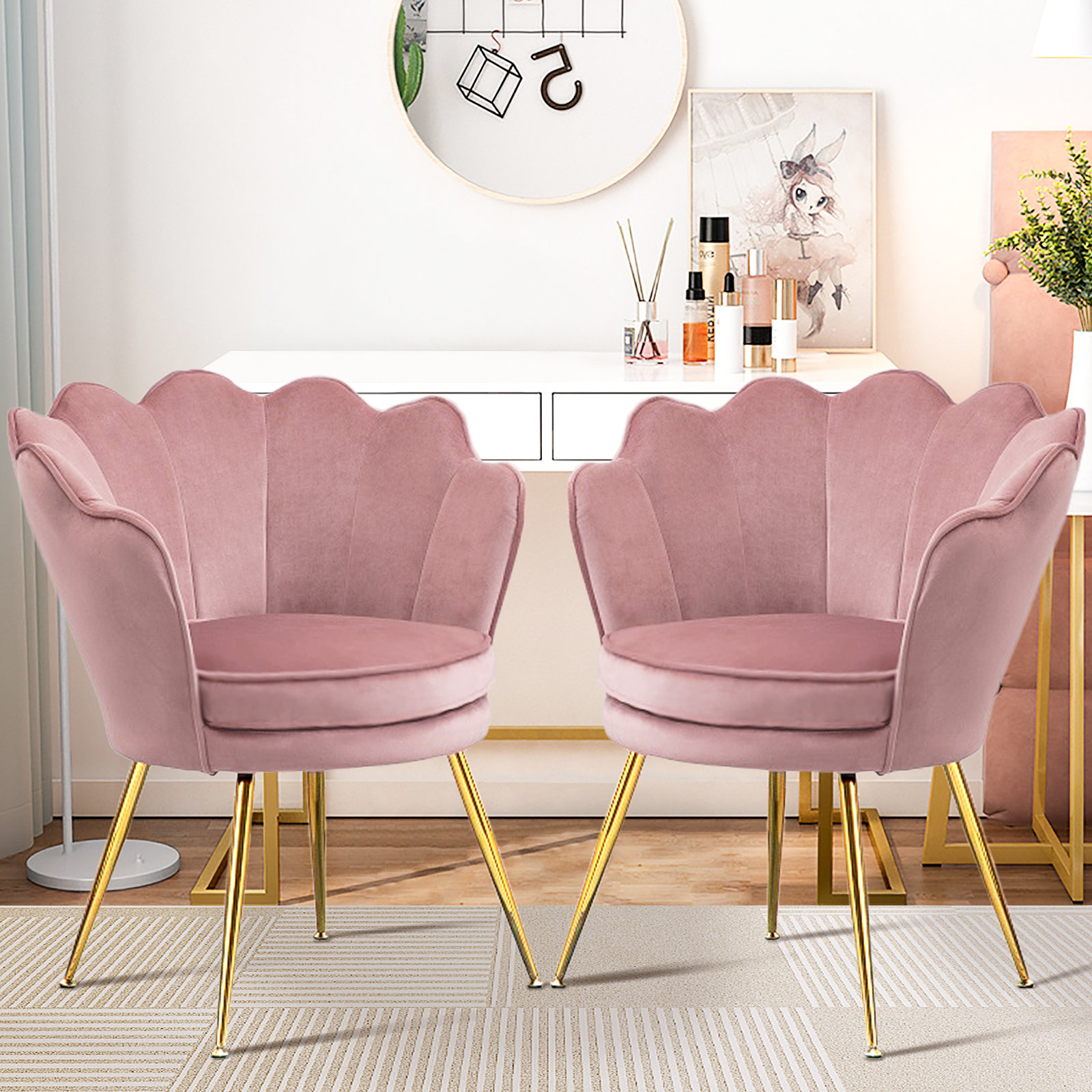 Mercer41 Pink Velvet Accent Chairs Set Of 2 | Wayfair