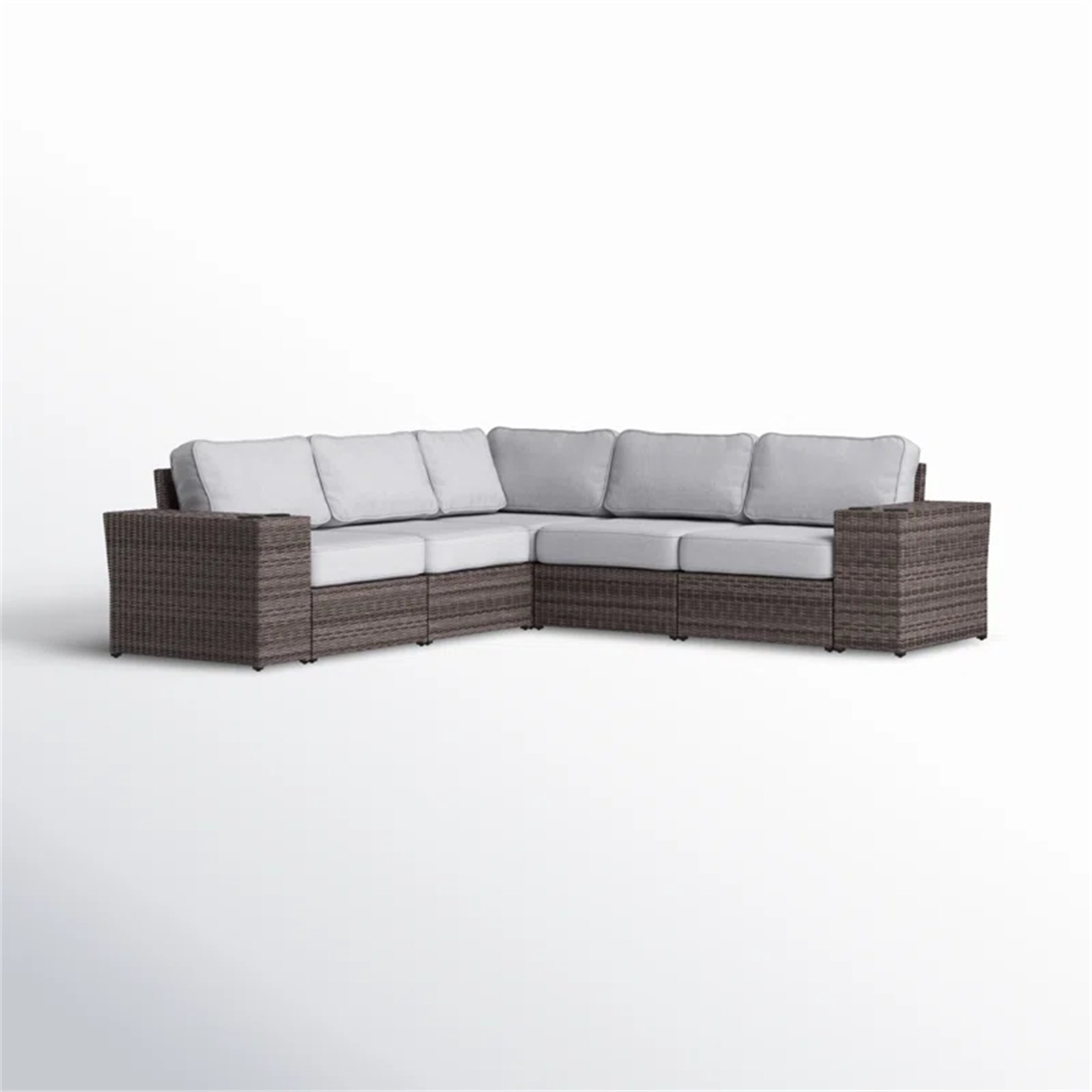 Hokku Designs 102" Wide Reversible Outdoor Wicker Sectional Sofa with ...