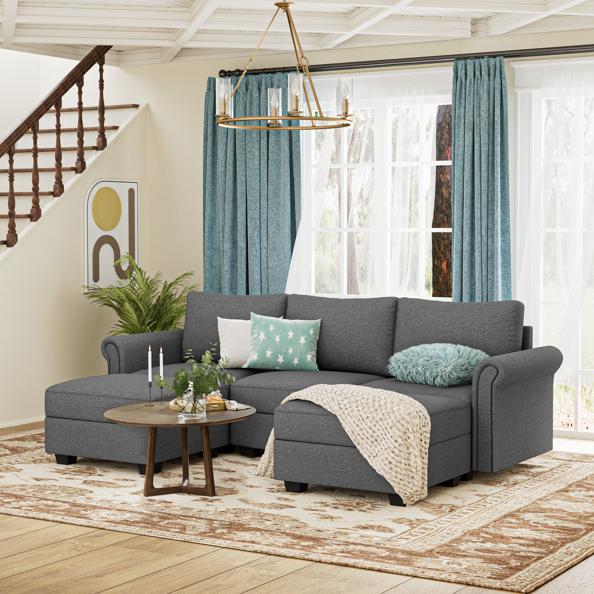 Lark Manor™ 3/4-Seat Modular Sectional with Storage Ottoman - Memory ...
