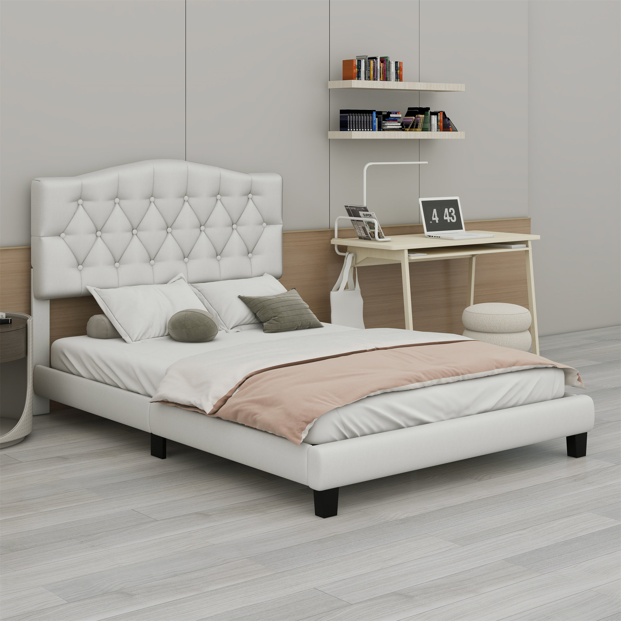 Lark Manor™ Upholstered Platform Bed With Saddle Curved Headboard And ...