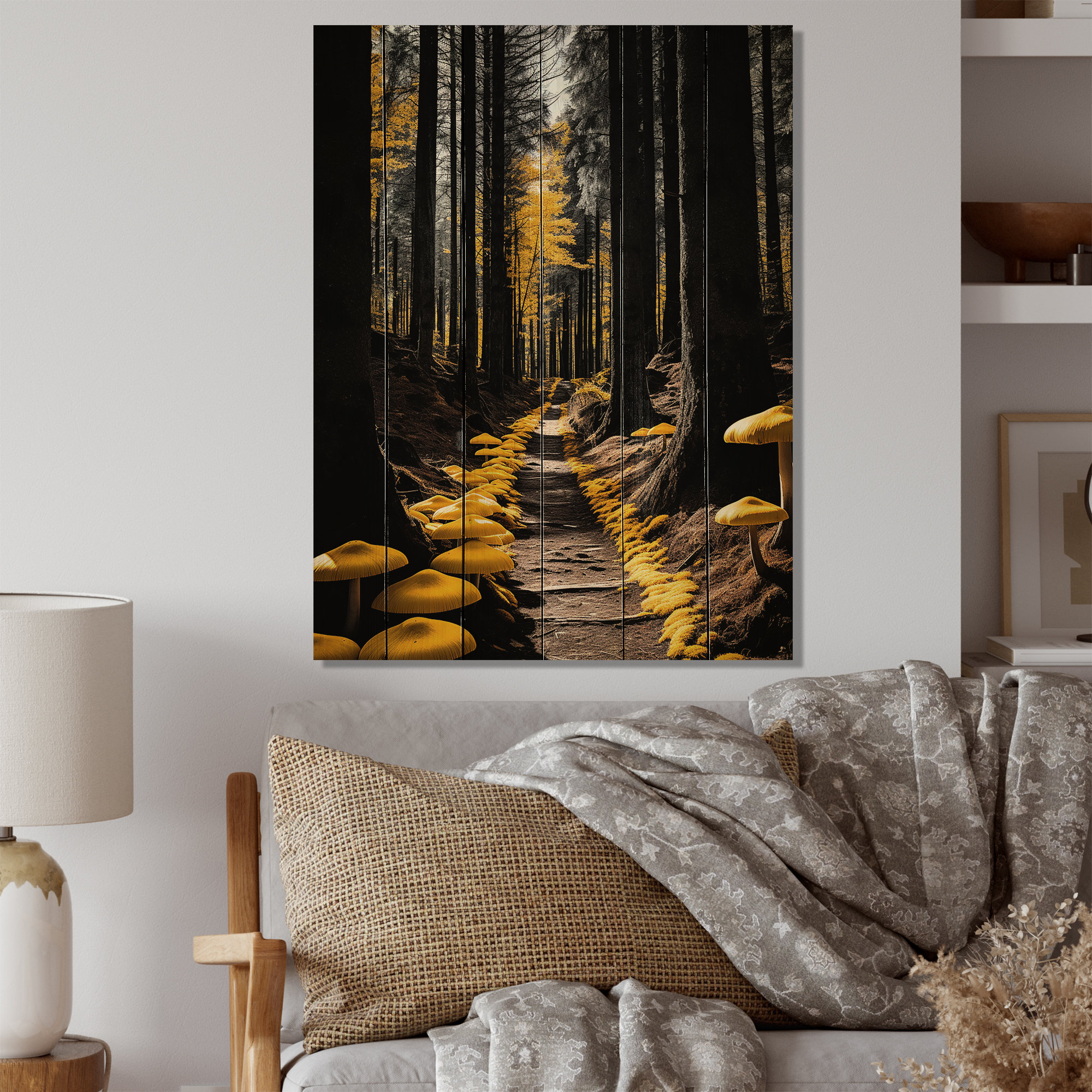 Loon Peak® Yellow and Black Forest Path II - Landscape & Nature Print ...