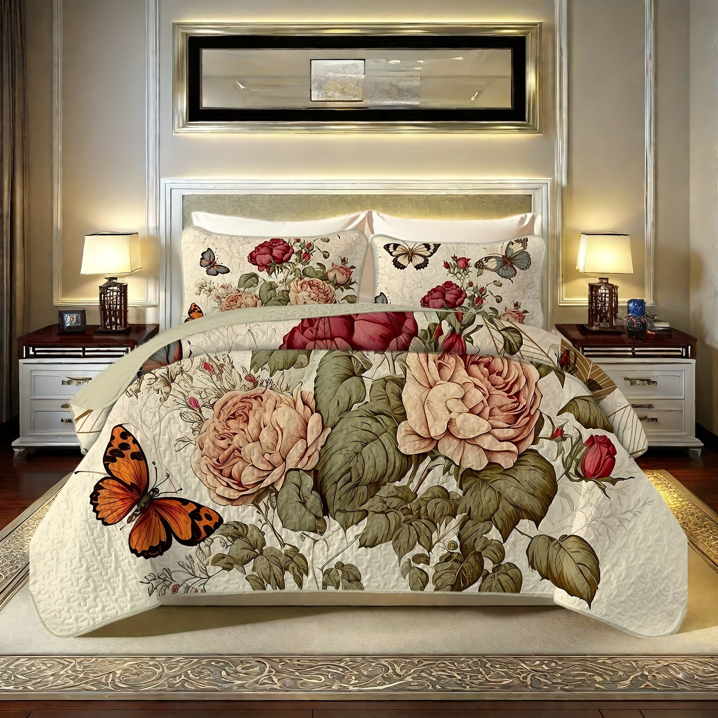 KAKIJUMN 3 Pieces Machine Washable Quilt Set, Reversible Bedspread ...