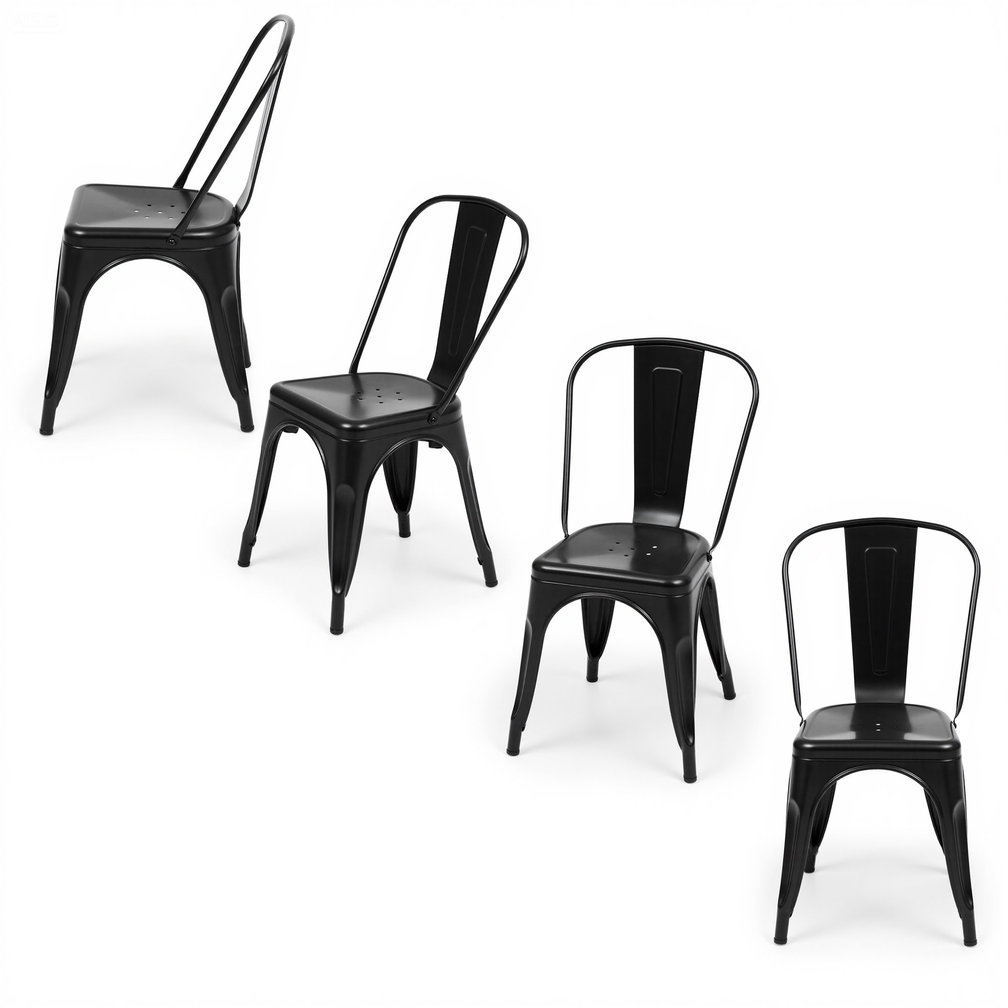 Latitude Run® Stackable Metal Side Chairs; Indoor Outdoor Metal Dining ...
