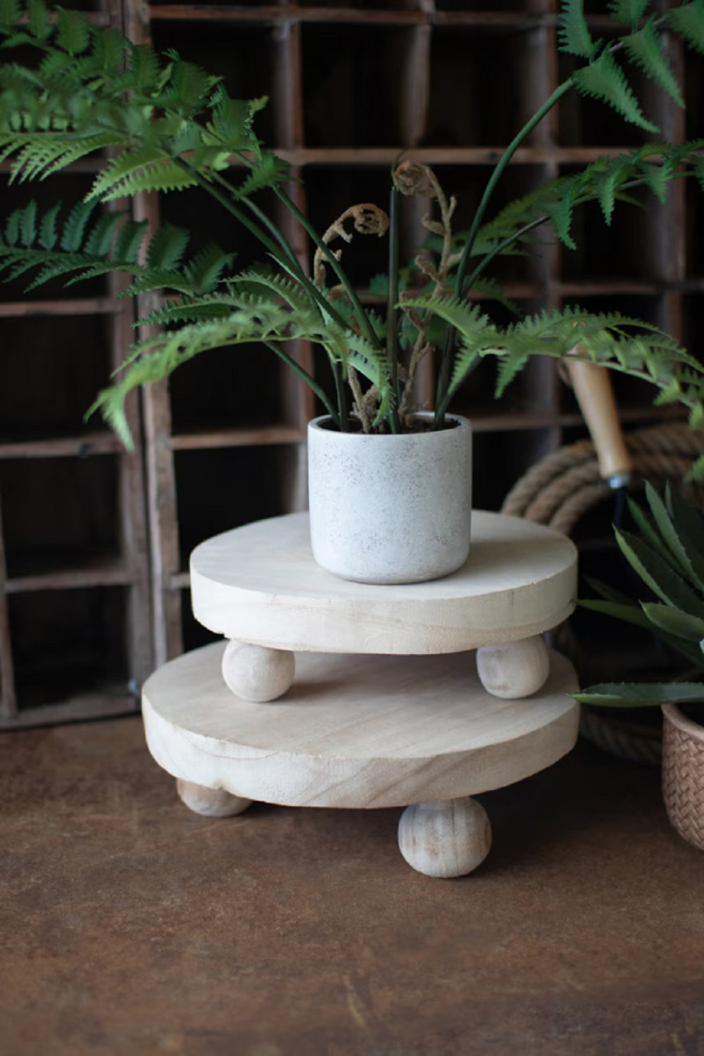 Latitude Run® Set Of 2 Round Wooden Risers With Ball Feet | Wayfair