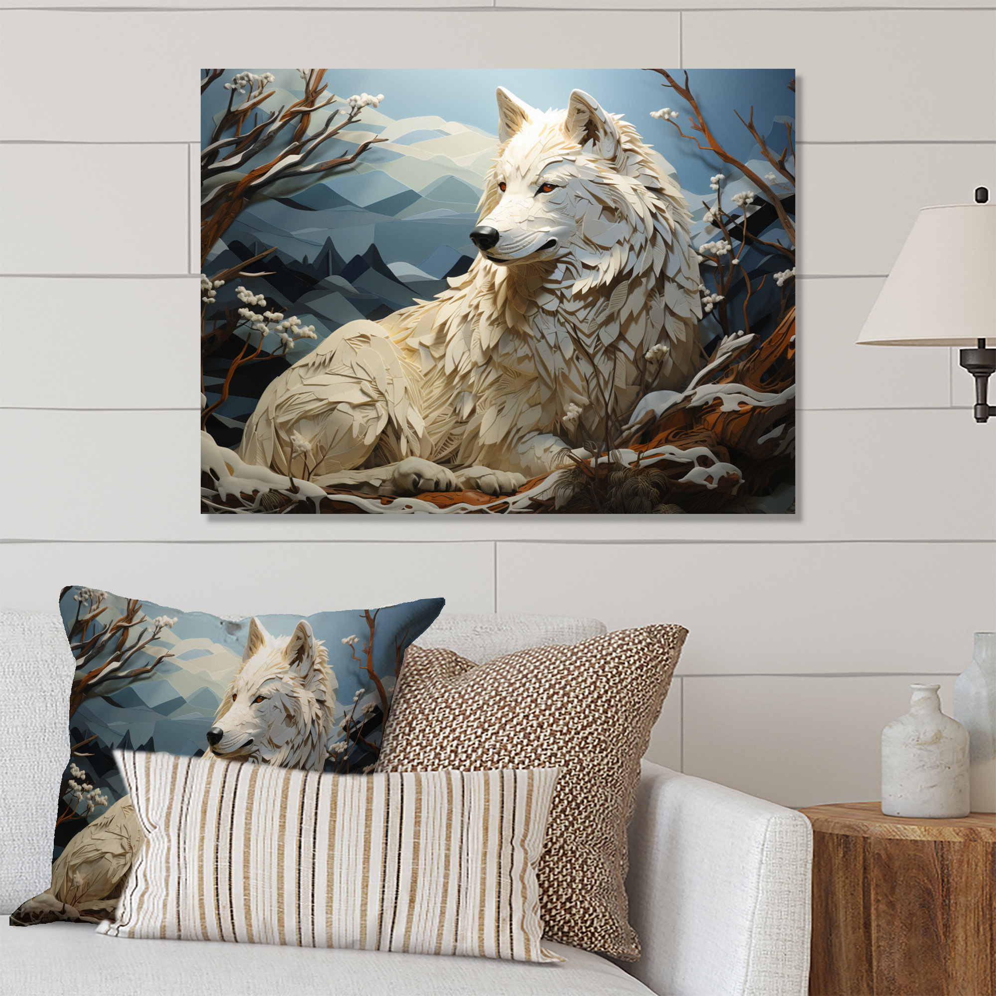 Ebern Designs Wolf Watch in Winter Patchwork II - Print on Metal | Wayfair