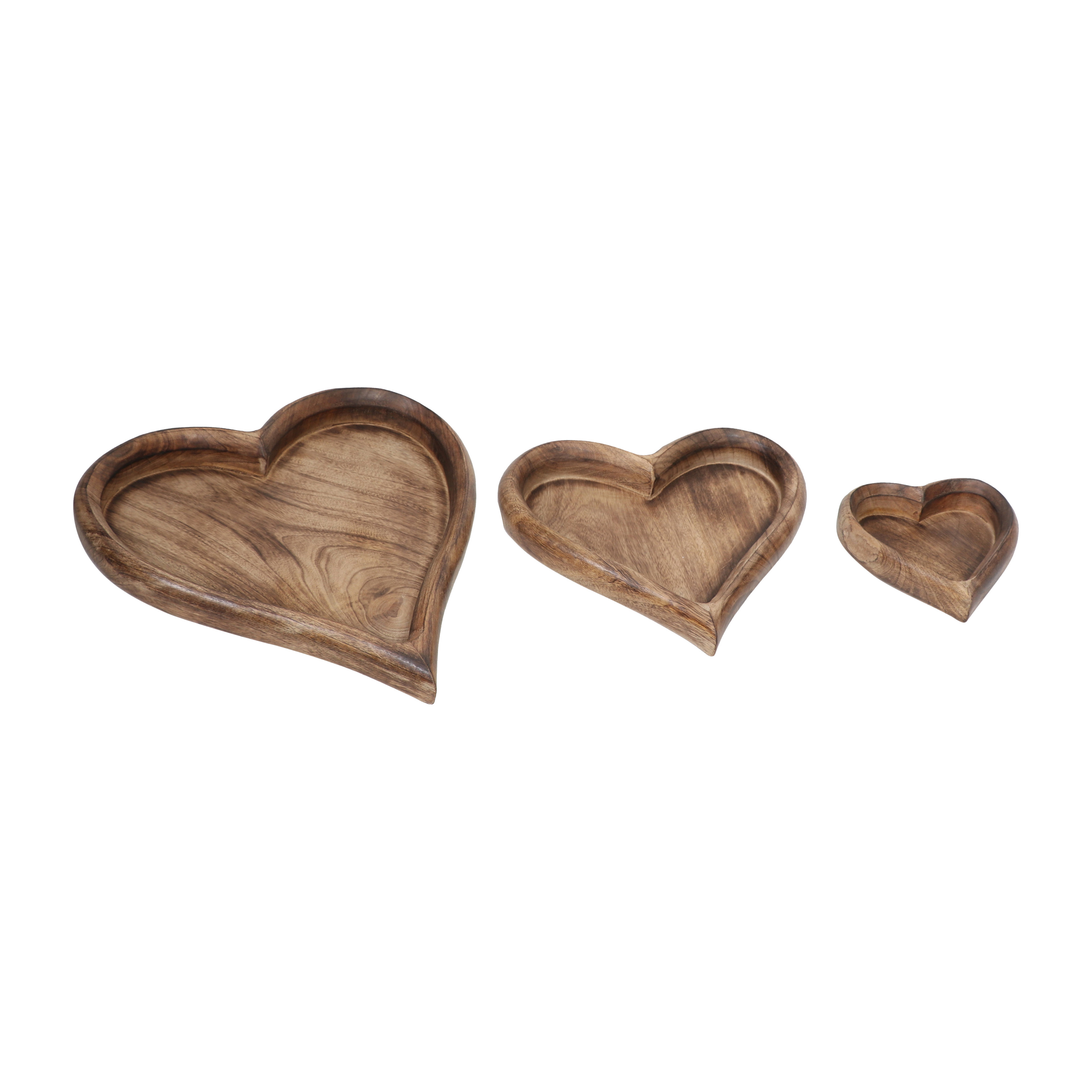 Loon Peak® 7 and 11 and 14" Wood Heart Trays Set Of 3 | Wayfair