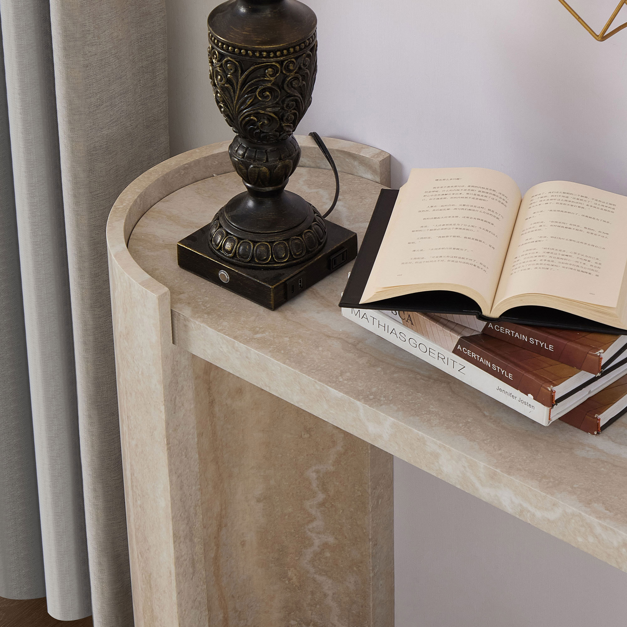 Ivy Bronx Faux MARS Marble Pattern Entryway Table For Living Room ...