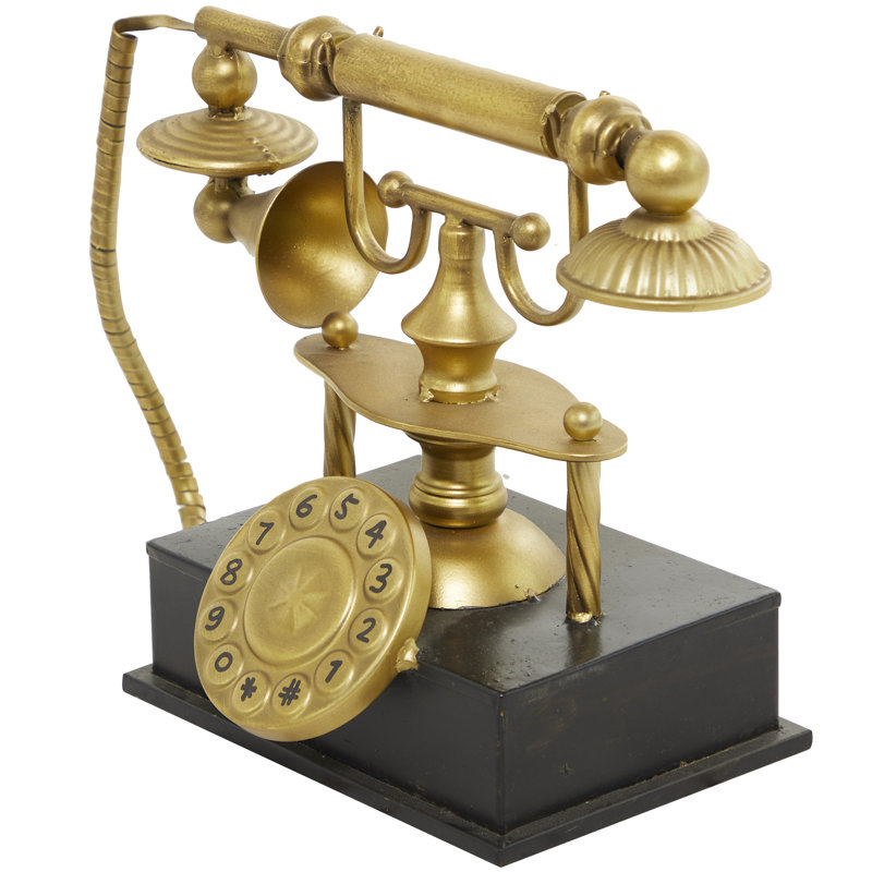 Rosdorf Park Metal Telephone Gold Decorative Sculpture & Reviews | Wayfair
