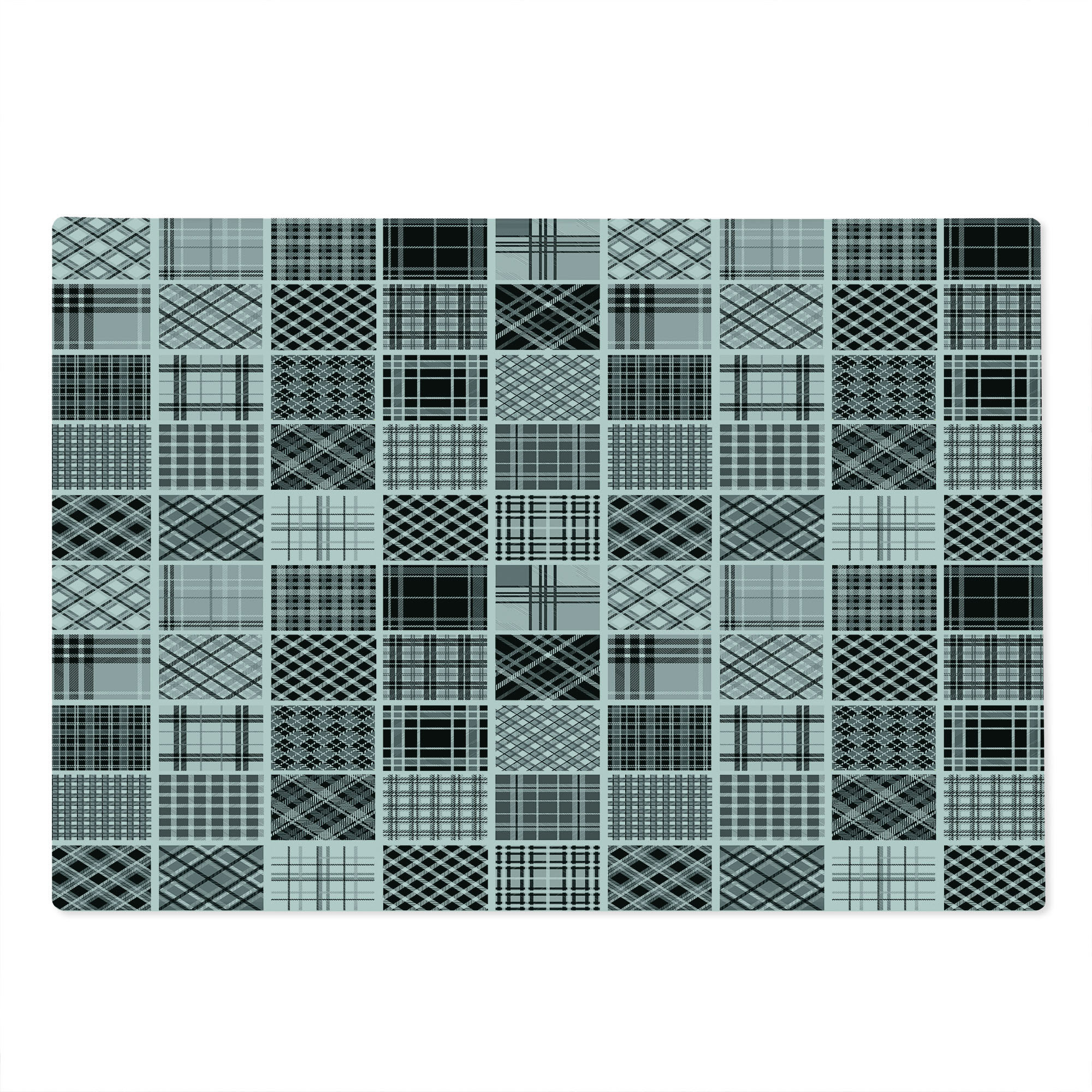 Ambesonne Grey Cutting Board Large Size Plaid Patchwork Retro White ...