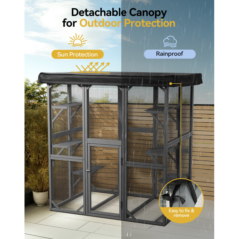 Tucker Murphy Pet™ Large Catio Enclosure Outdoor Cat House With Anti-UV ...