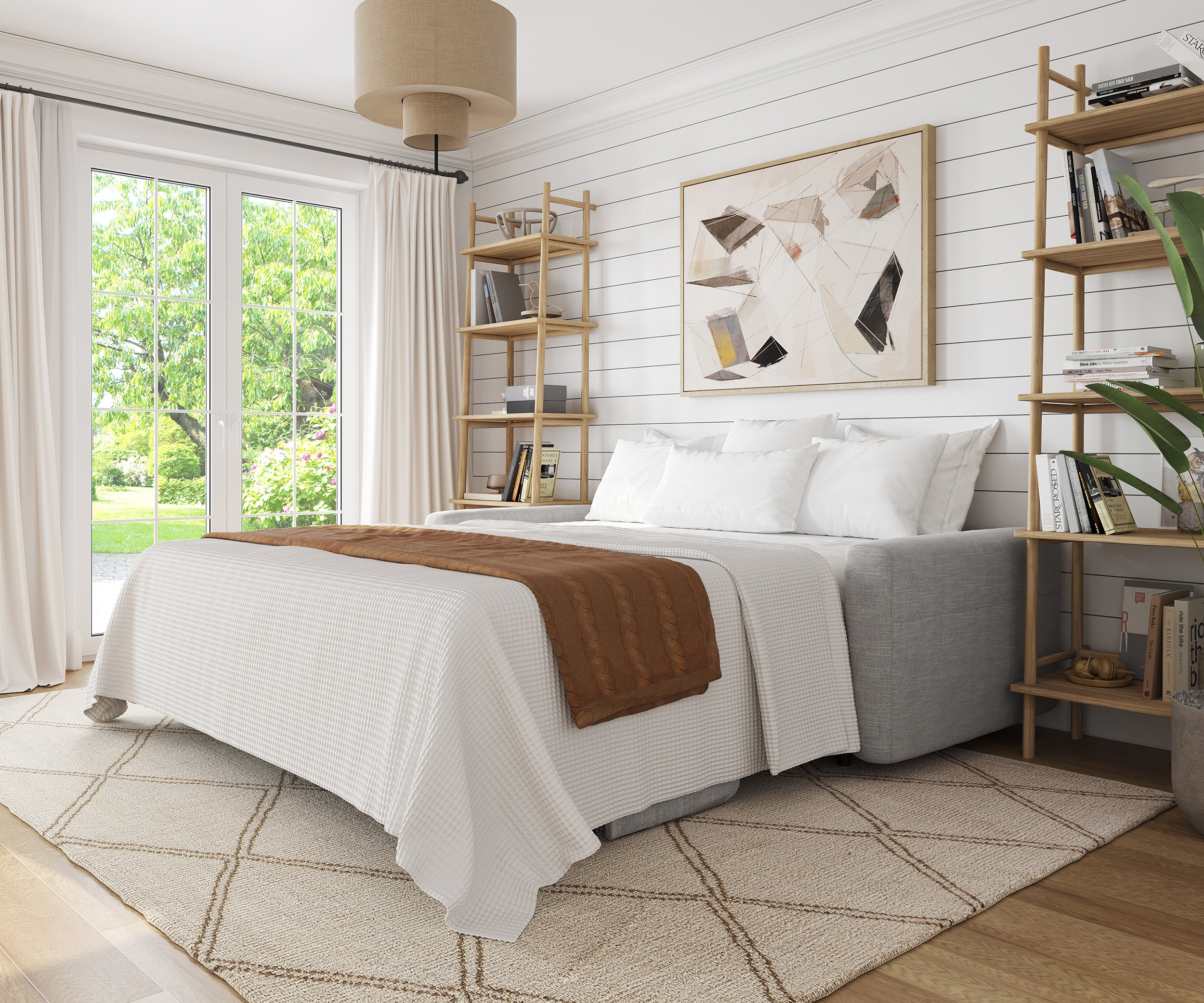 Hokku Designs 85" Queen Convertible Sleeper Sofa with Dual Mattress ...