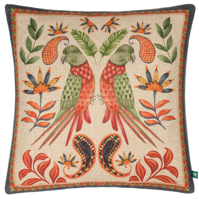 Wylder Tropics Akamba Akamba Parrot Duo Cream Square Throw Cushion ...