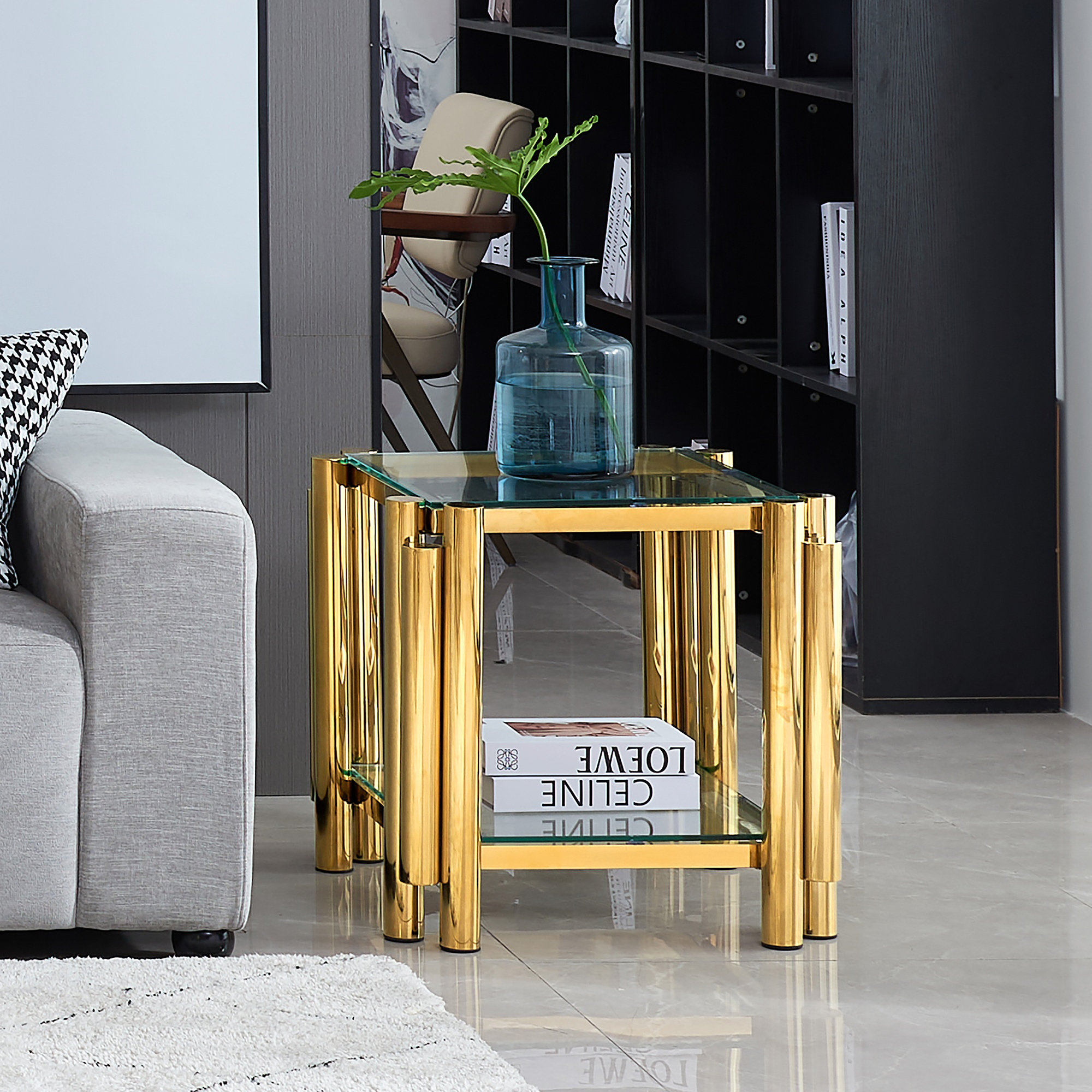 Mercer41 20 Inch Square End Table, Modern Stainless Steel End Table ...