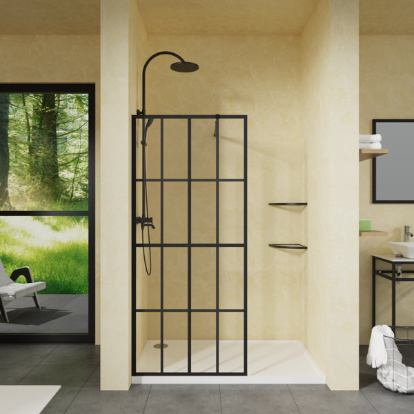 Bantam Interiors 34.11'' - W x 72.11'' H Door Framed Shower Door with ...