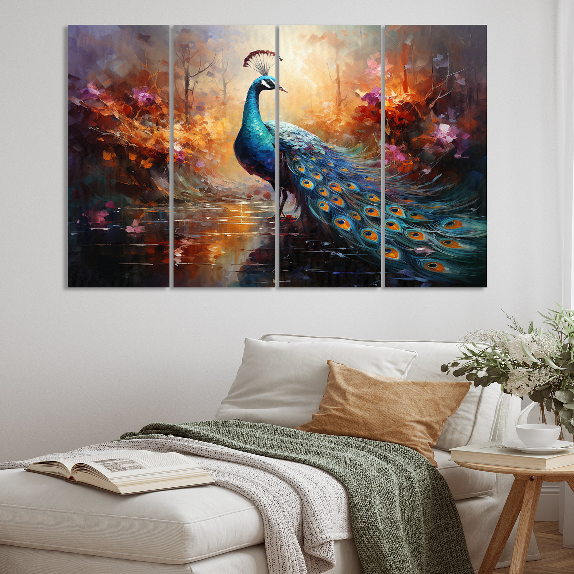 Dakota Fields Peacock Expressionist Portrait II - Animals Canvas Wall ...