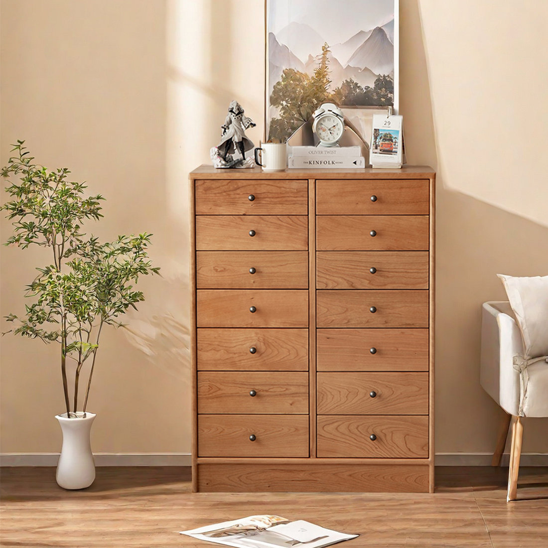 HomeCanvas Nordic Style Modern Drawer Accent Chest. Solid Wood Accent ...