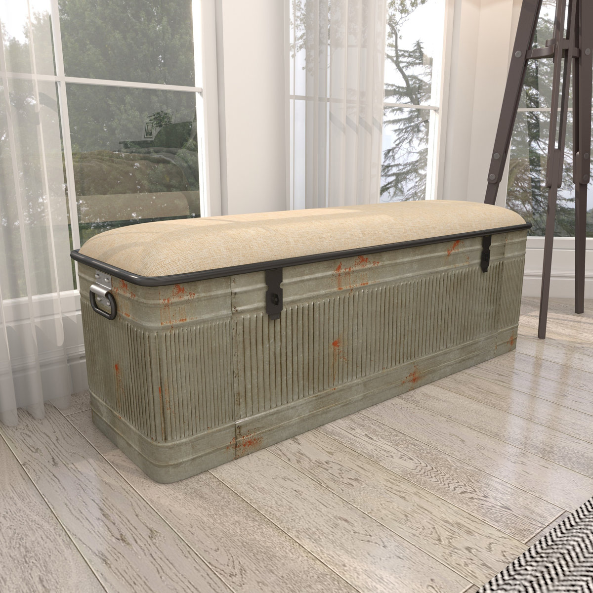 Laurel Foundry Modern Farmhouse® Metal Galvanized Room Storage Bench ...