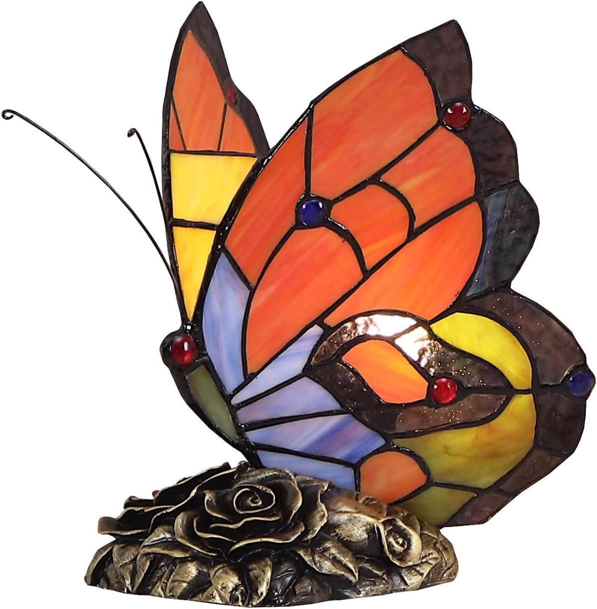 Bloomsbury Market Tiffany Style Stained Glass Butterfly Table Lamp With ...