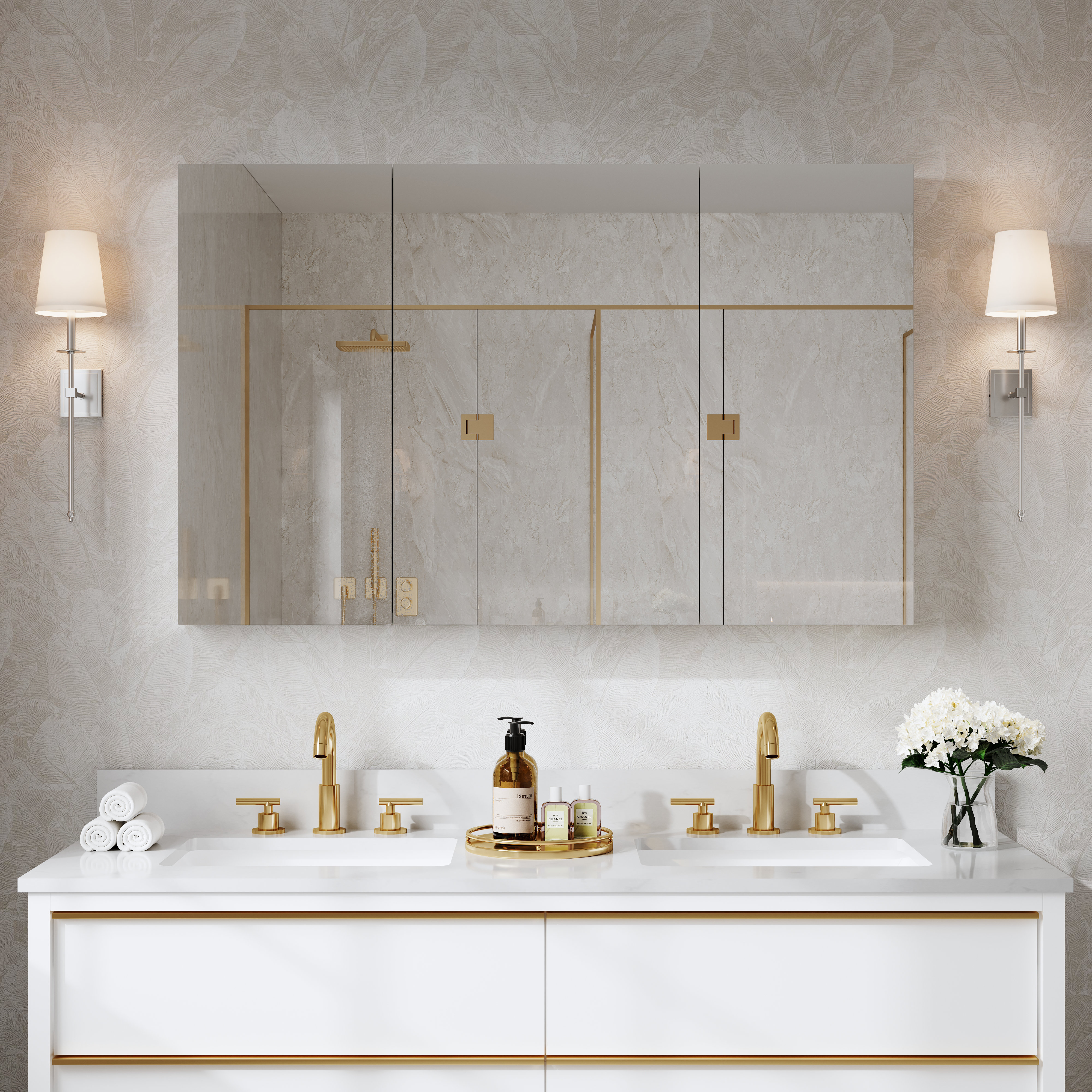 WELLFOR Recessed Or Surface Wall Mount Bathroom Medicine Cabinet With ...