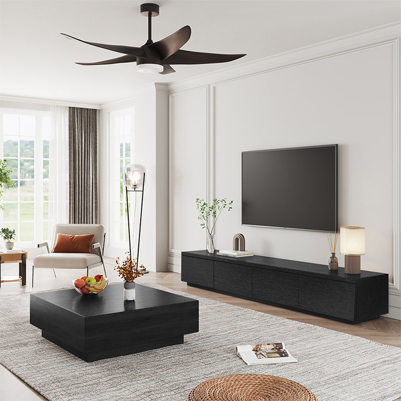 Hokku Designs Comerico Modern Wood TV Stands, Minimalist Long Media ...