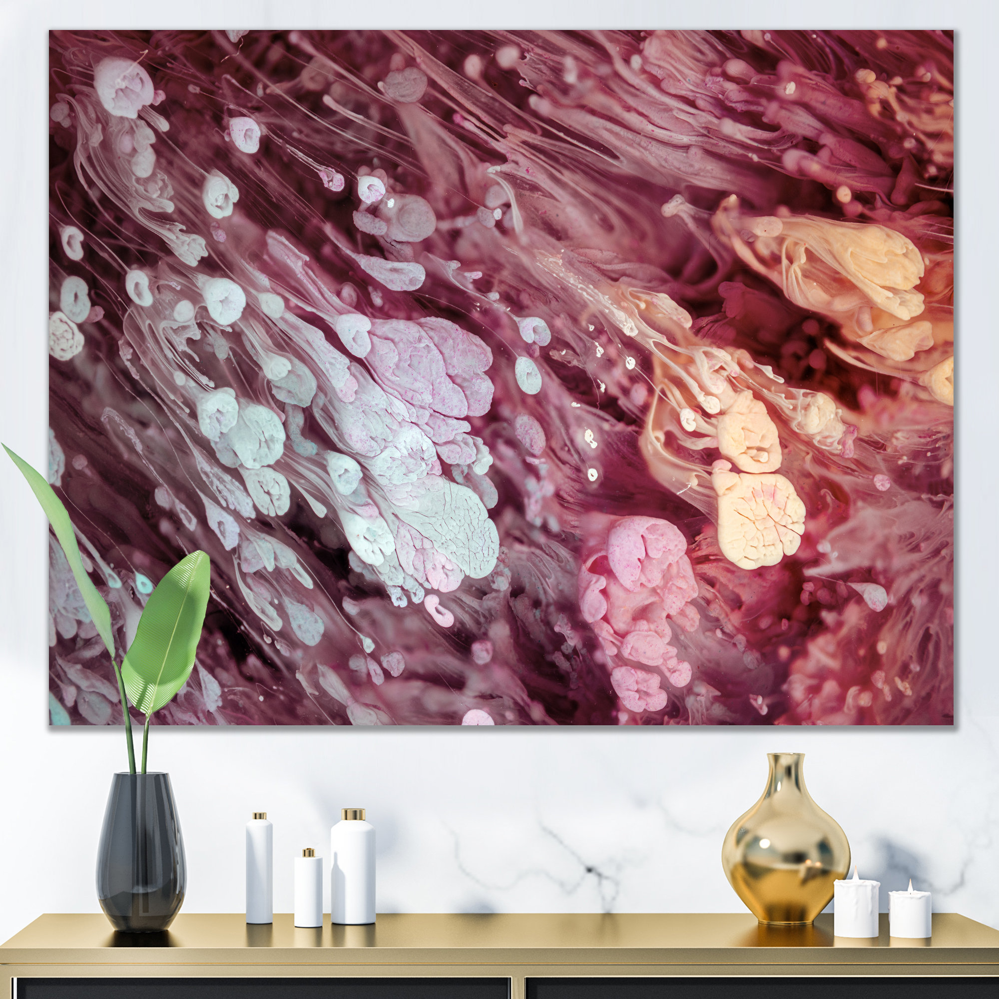 Wrought Studio™ Luxury Purple Liquid Flow Art - Modern Canvas Wall Art ...