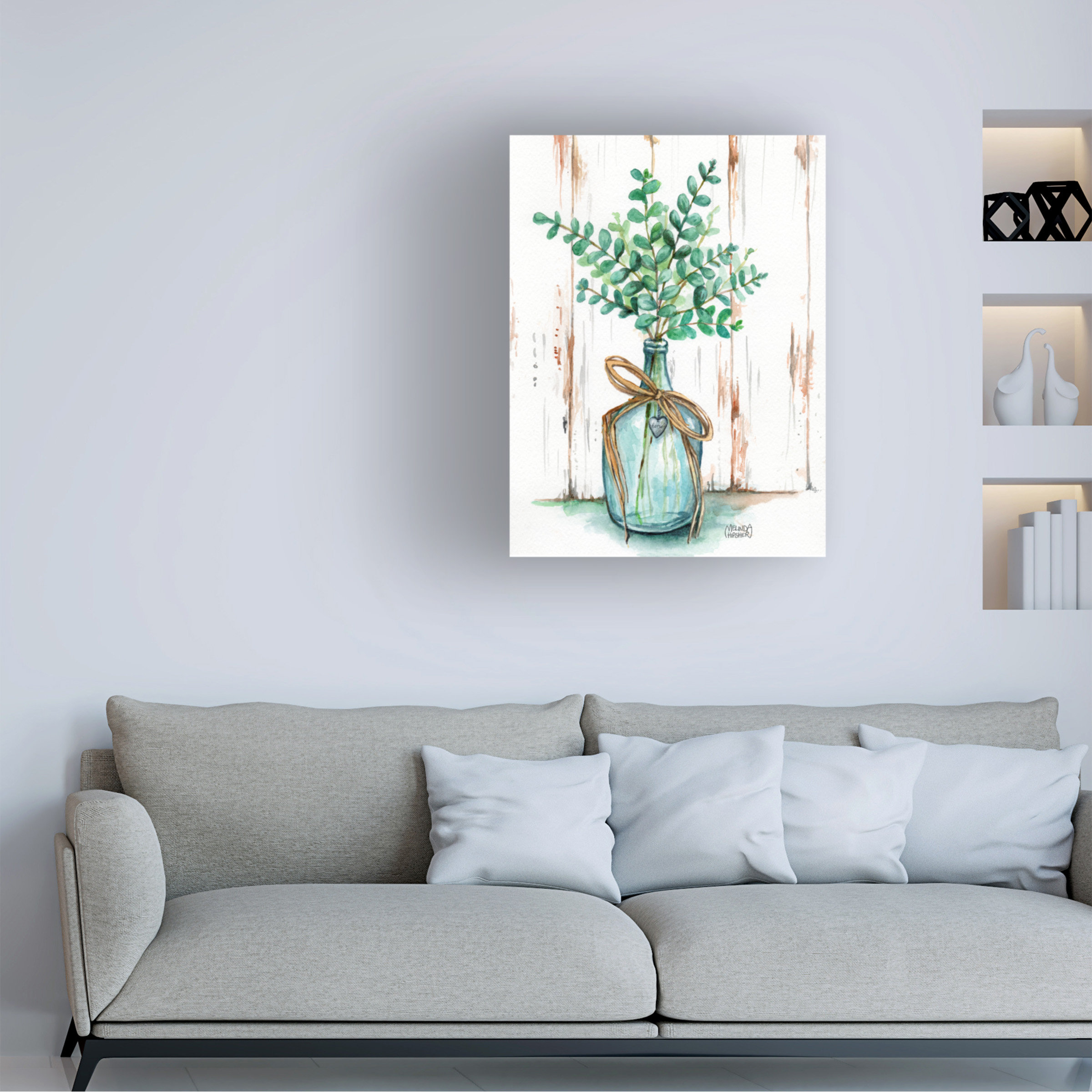 Ebern Designs Melinda Hipsher Green Stems In Bottle With Heart Canvas ...
