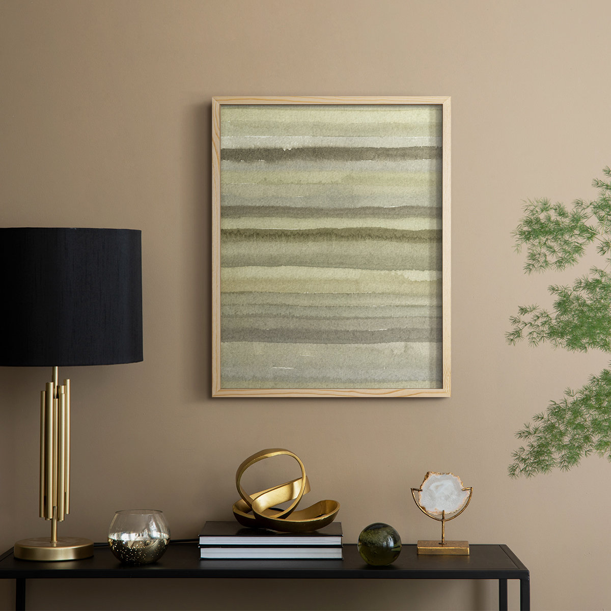 Latitude Run® Lines in Neutral II Framed Print - Solid Wood | Wayfair