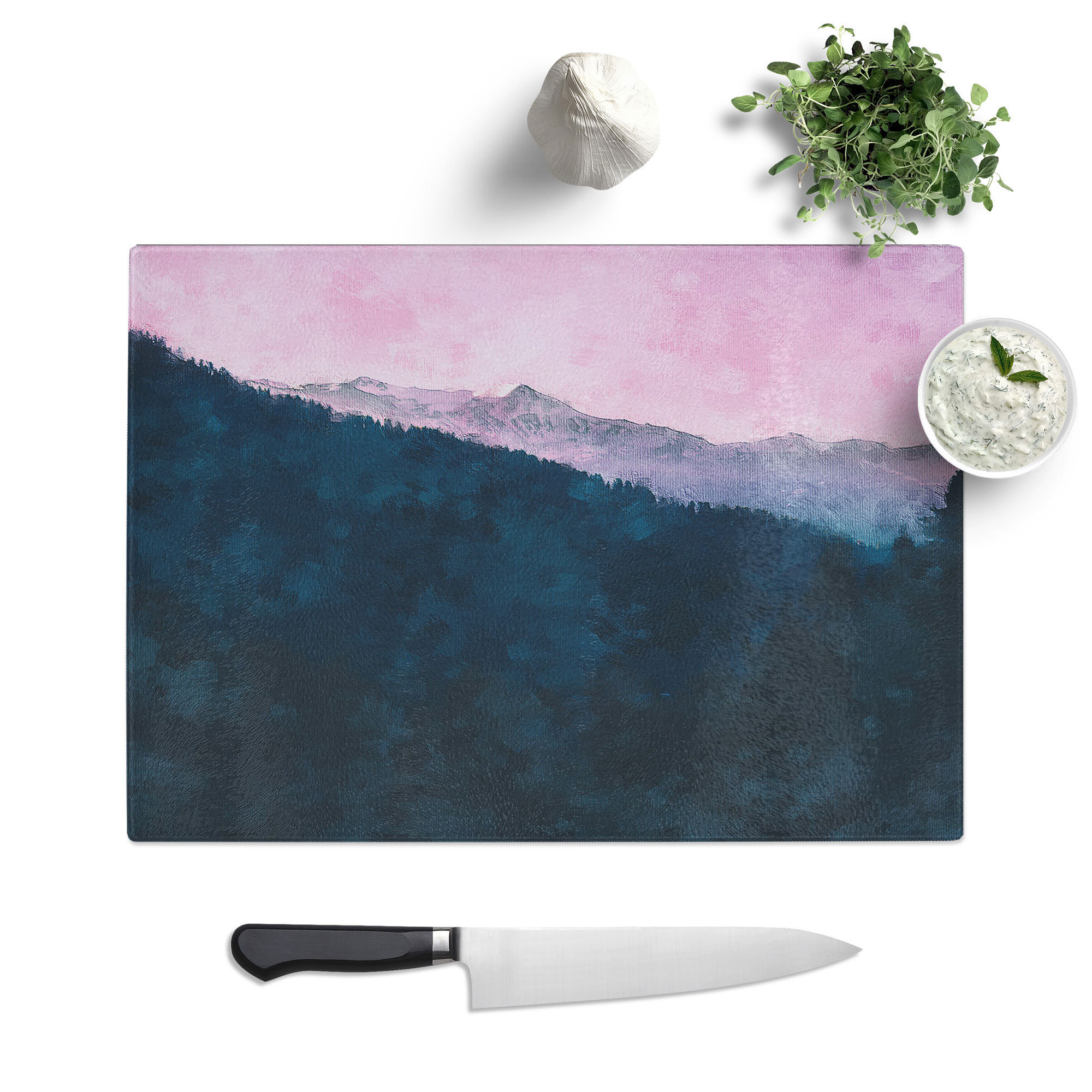 East Urban Home Tempered Glass Purple Sunset Chopping Board | Wayfair.co.uk