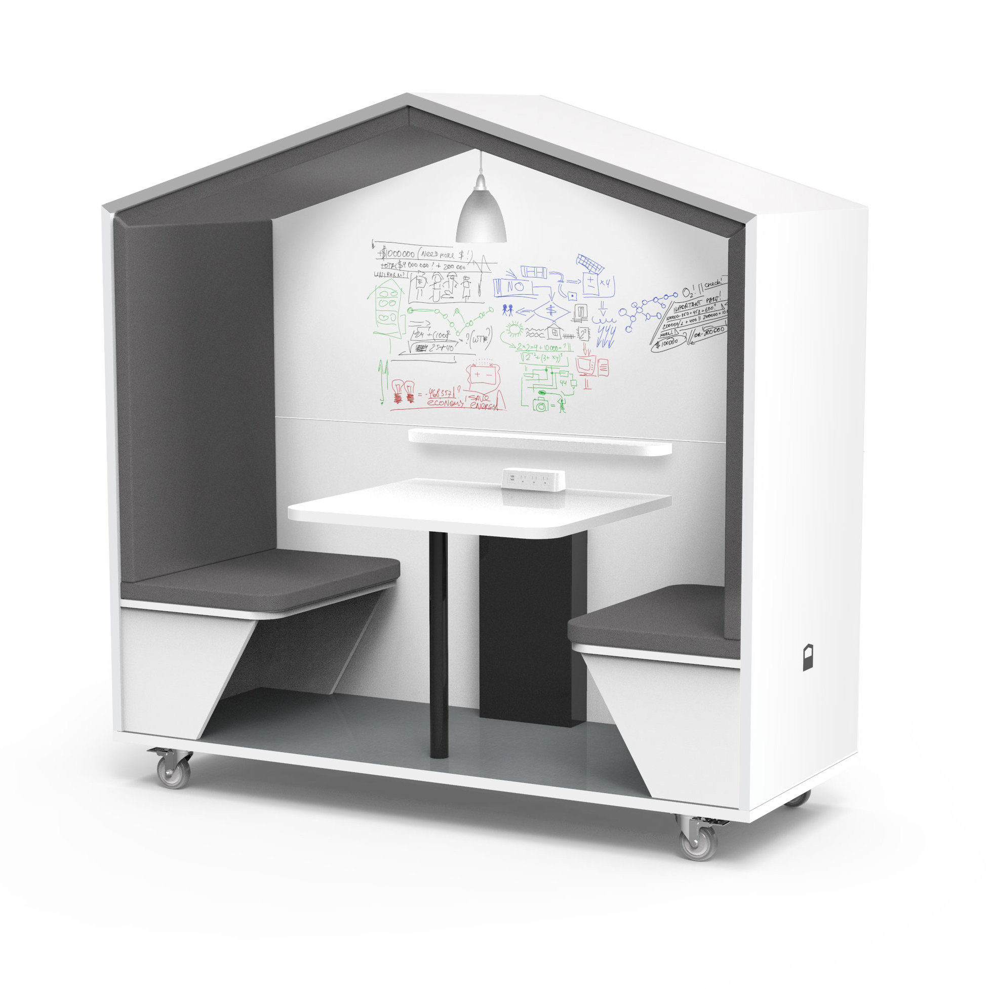 Nook Pod Nook Huddle 2 Person Work Pod, White Laminate Shell, Fabric, Markerboard Panel | Wayfair