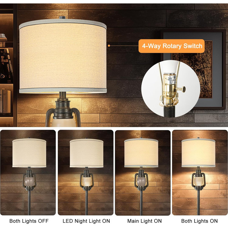 Gracie Oaks Farmhouse Lantern Floor Lamp with Tray For Living Room ...