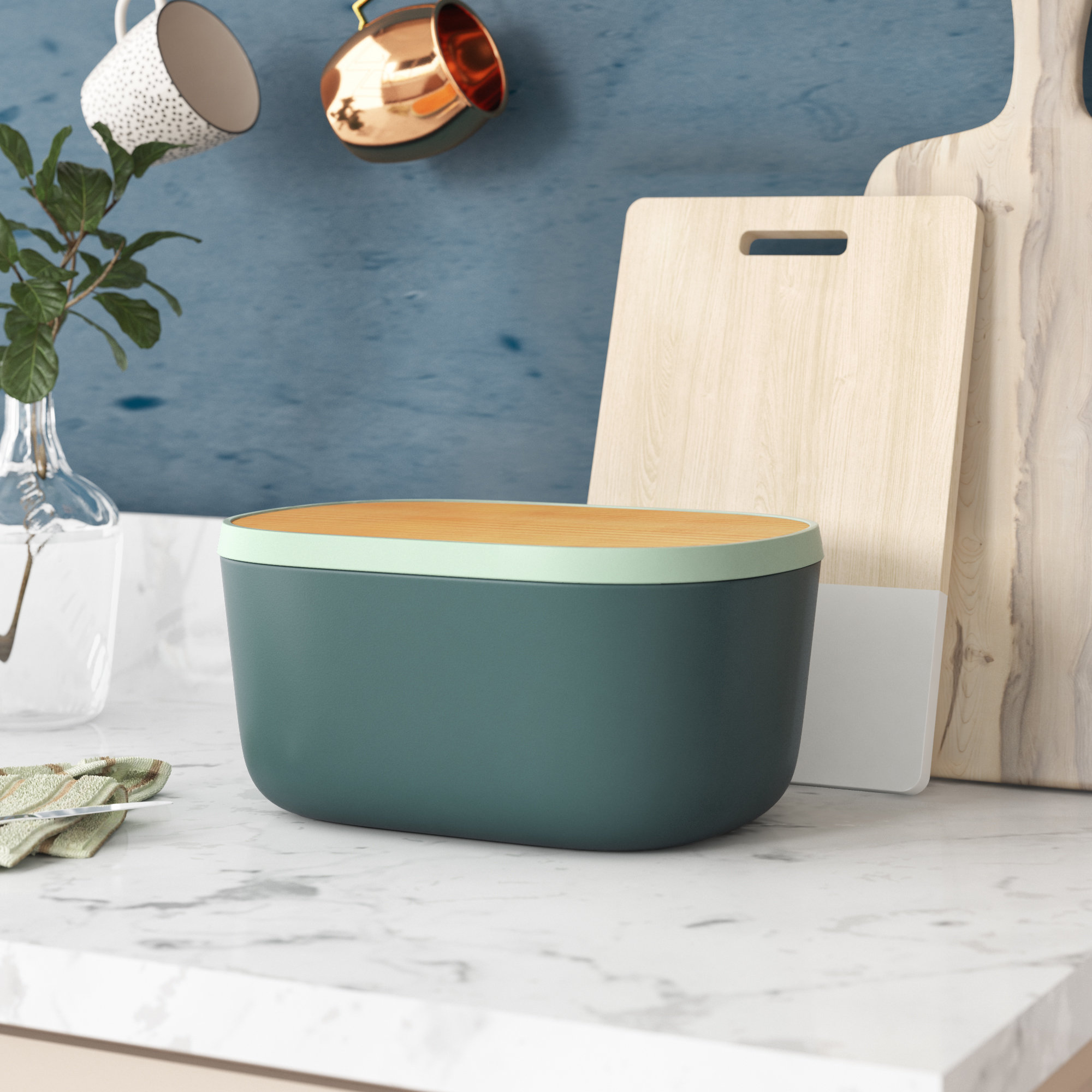 Prep & Savour BergHOFF Leo Natural Bamboo Covered Bread Box with ...