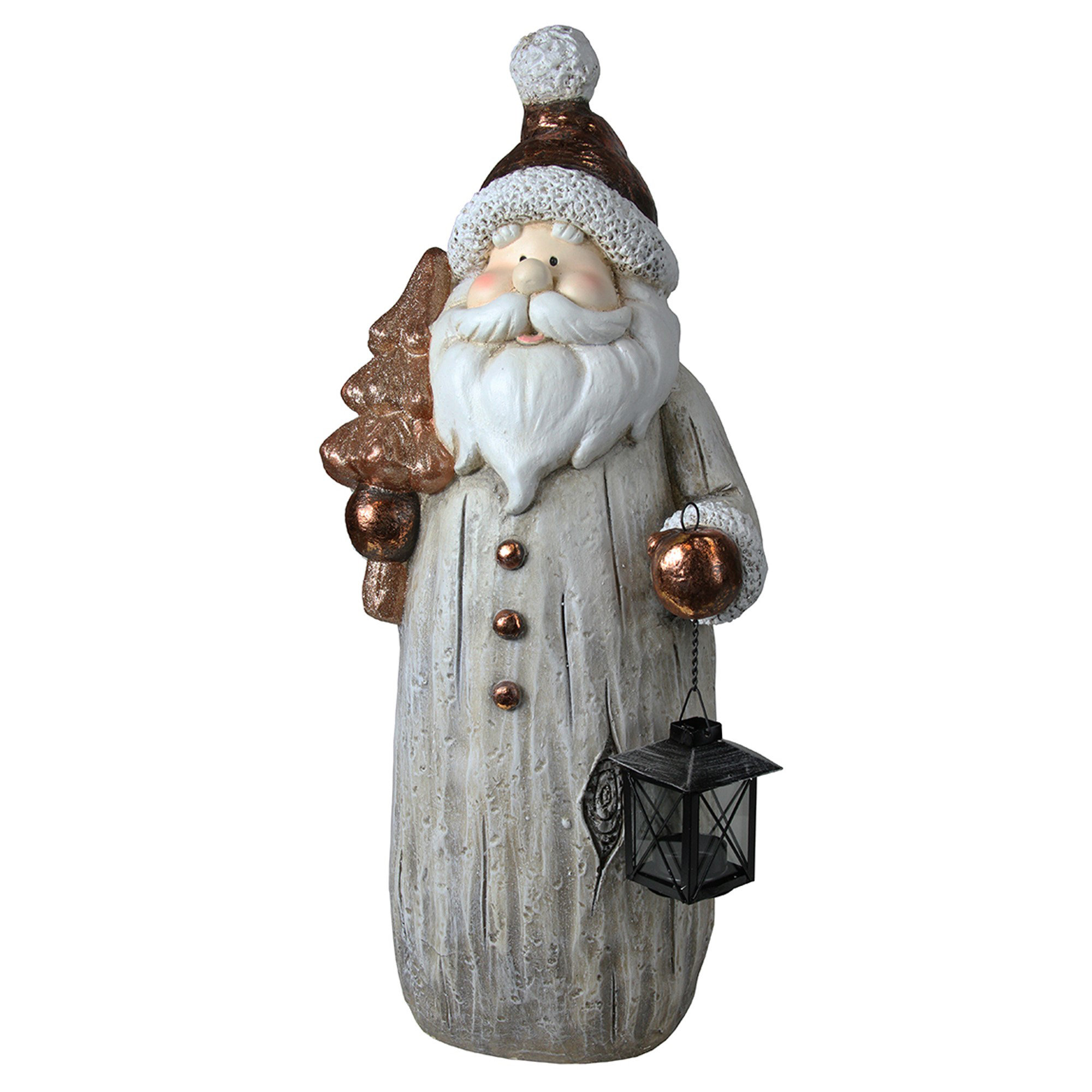 Northlight 23.75" White and Bronze Santa with Tea Light Candle Lantern ...