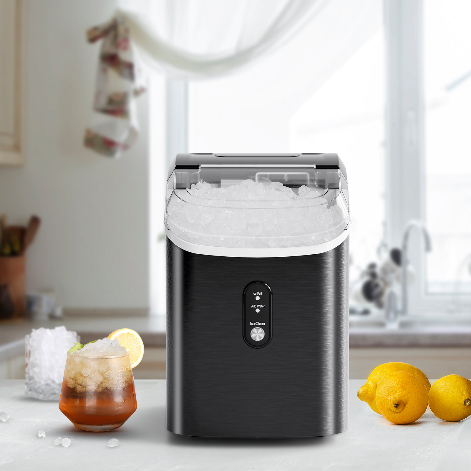 R.W.FLAME 33 Lb. Daily Production Nugget Clear Ice Portable Ice Maker ...