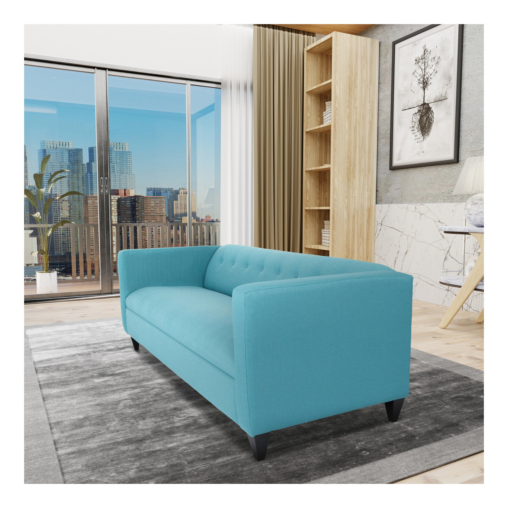Latitude Run® Modern Polyester Fabric Sofa, 3-Seater Sofas Couches for ...