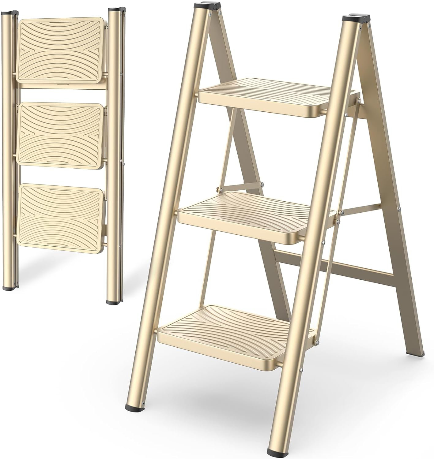 Rebrilliant Step Ladder 3 Step Folding, Small Step Stool for Adults ...