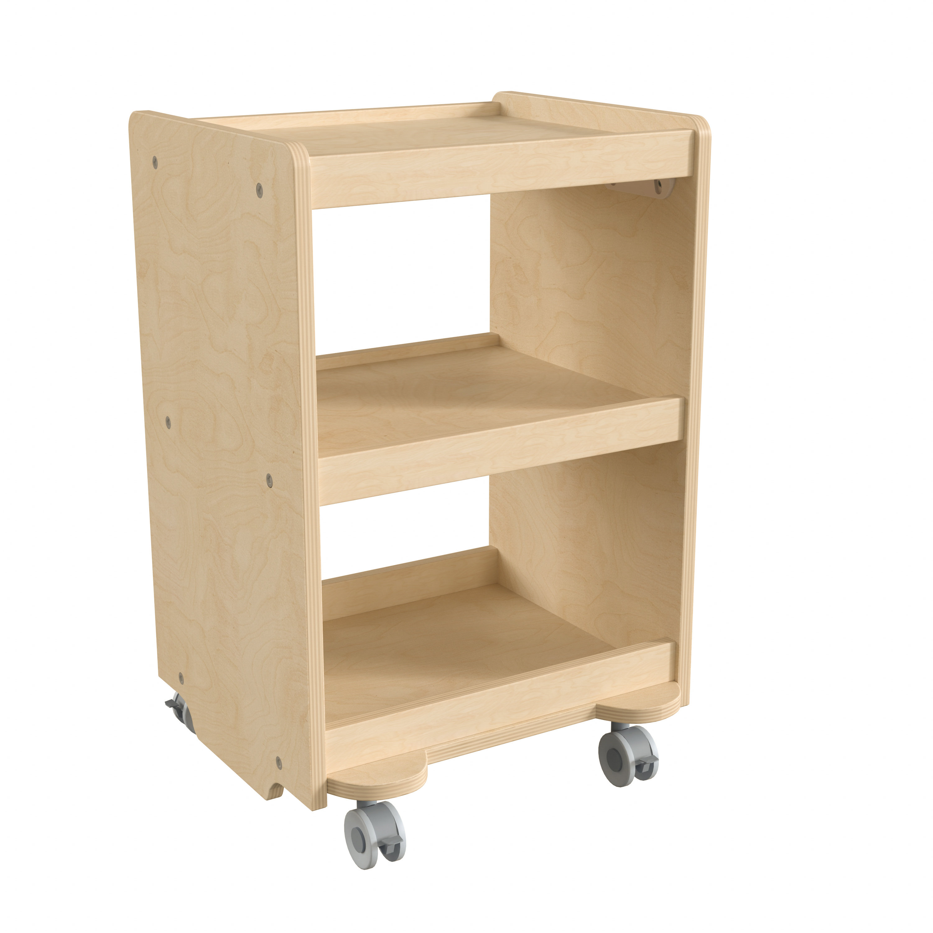 Bright Beginnings Commercial Wooden Mobile Cart with 3 Shelves and ...