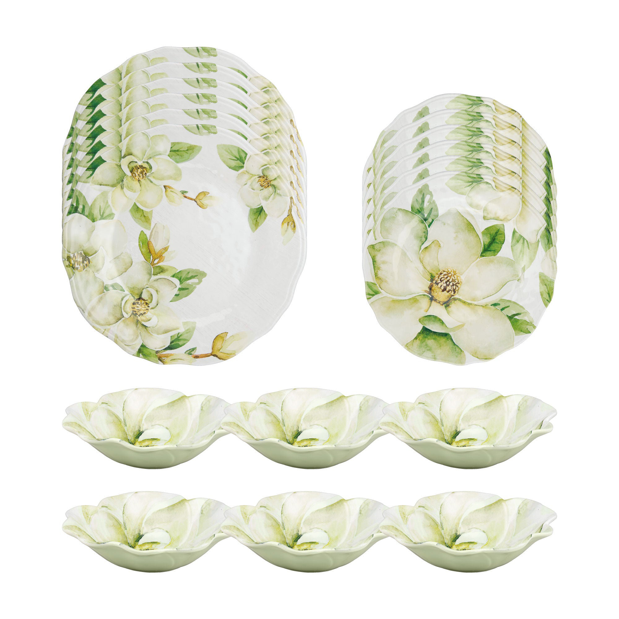 Bay Isle Home™ Magnolia 18 Piece Melamine Dinnerware Set Plate and Bowl ...