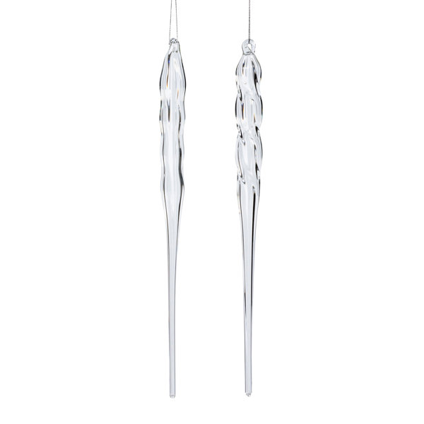 Park Hill Collection Glass Icicle Ornament, Large, 2 Assorted Styles ...