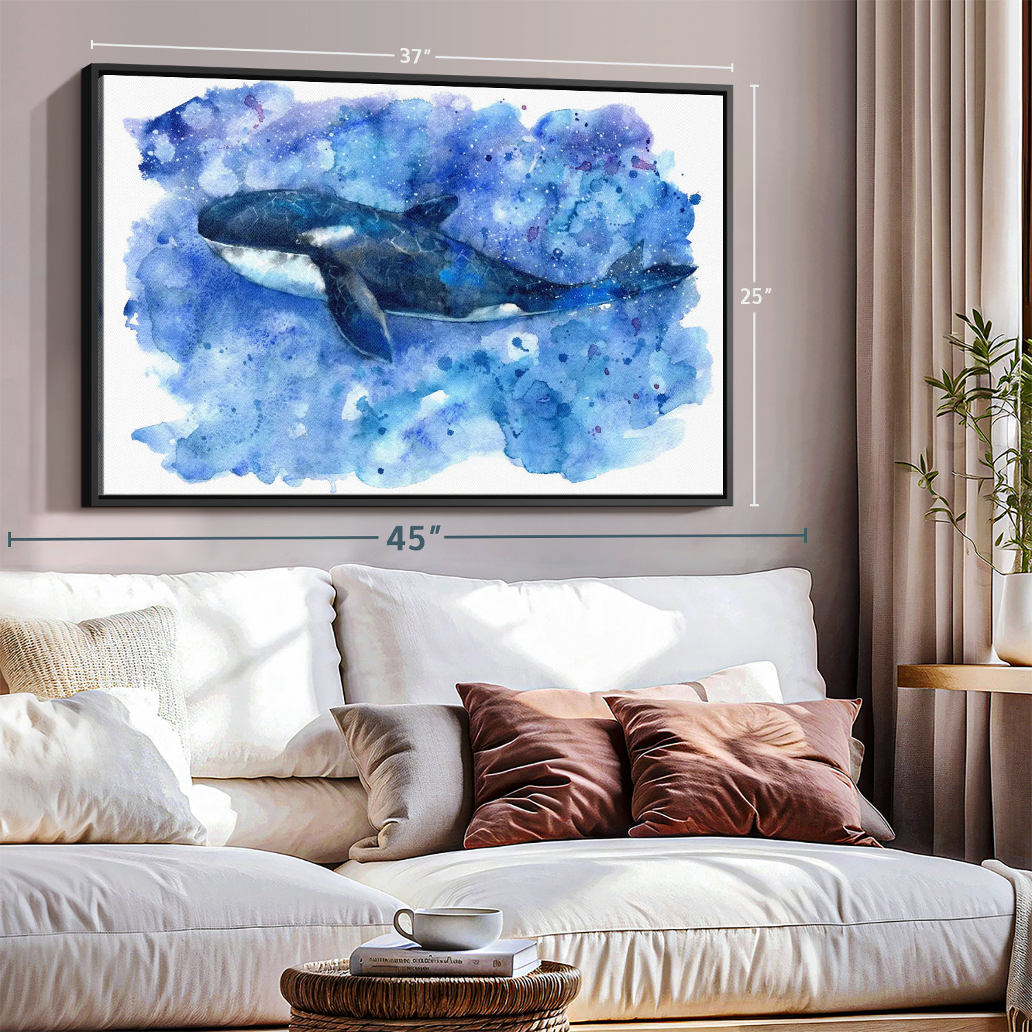 Highland Dunes Blue Killer Whale Canvas Print - Wayfair Canada