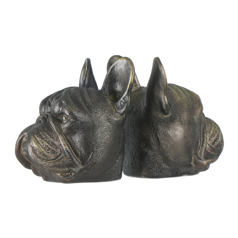 Red Barrel Studio® Decorative Antique Resin Dog Head Bookends | Wayfair