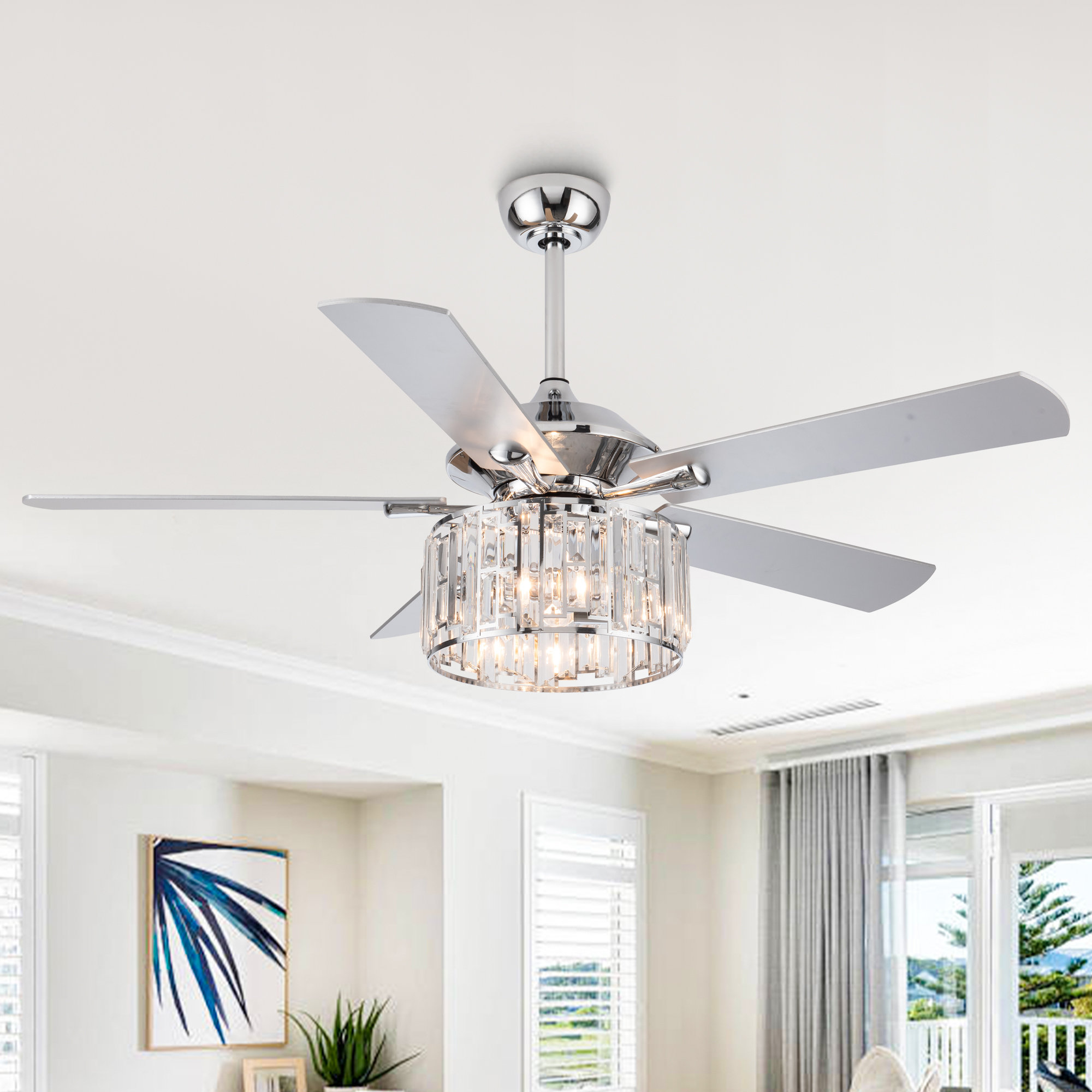 Willa Arlo™ Interiors 52" Zeiger 5 - Blade Crystal Ceiling Fan with ...