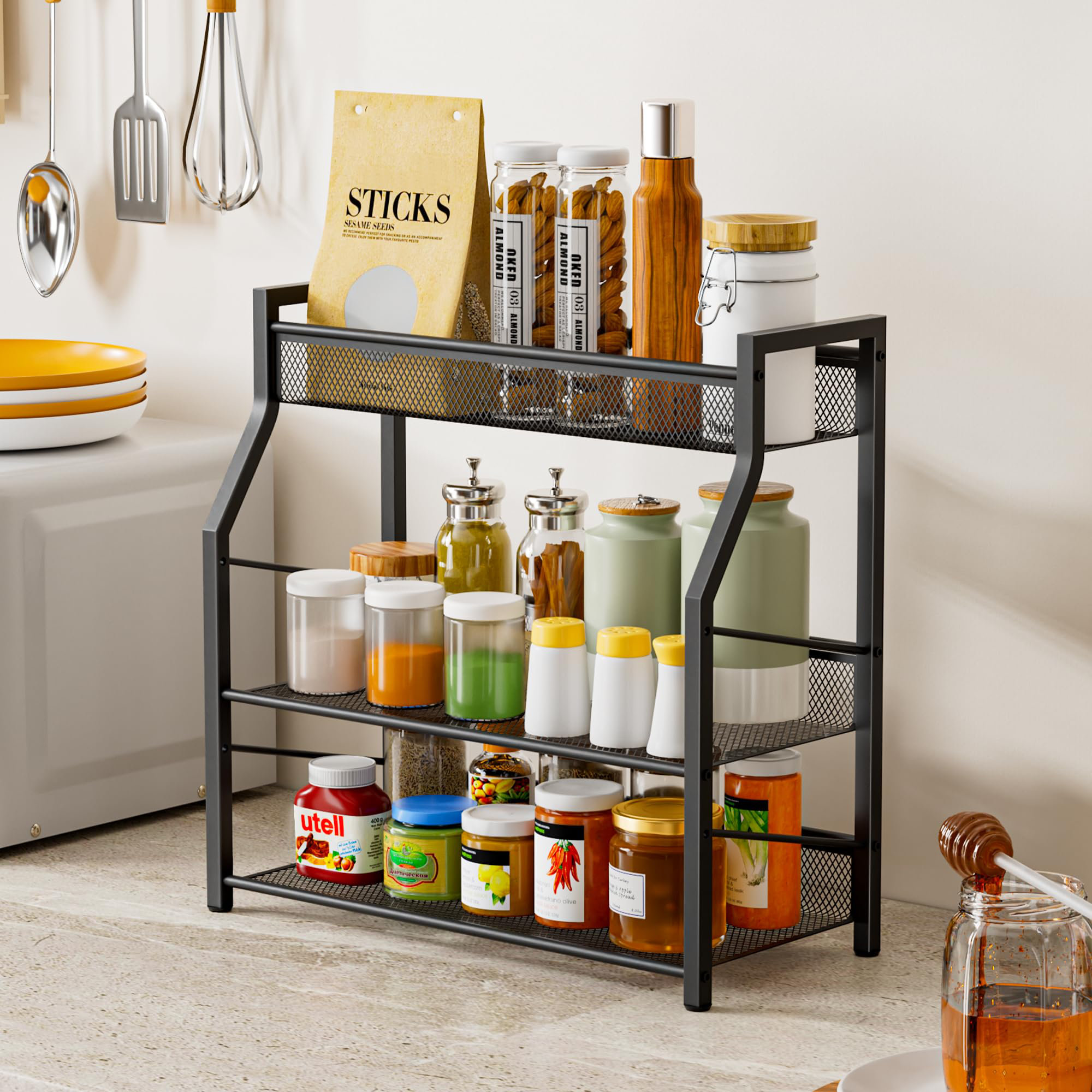 17 Stories 3 Tier Spice Rack, Kitchen Storage Organizer Shelf For ...