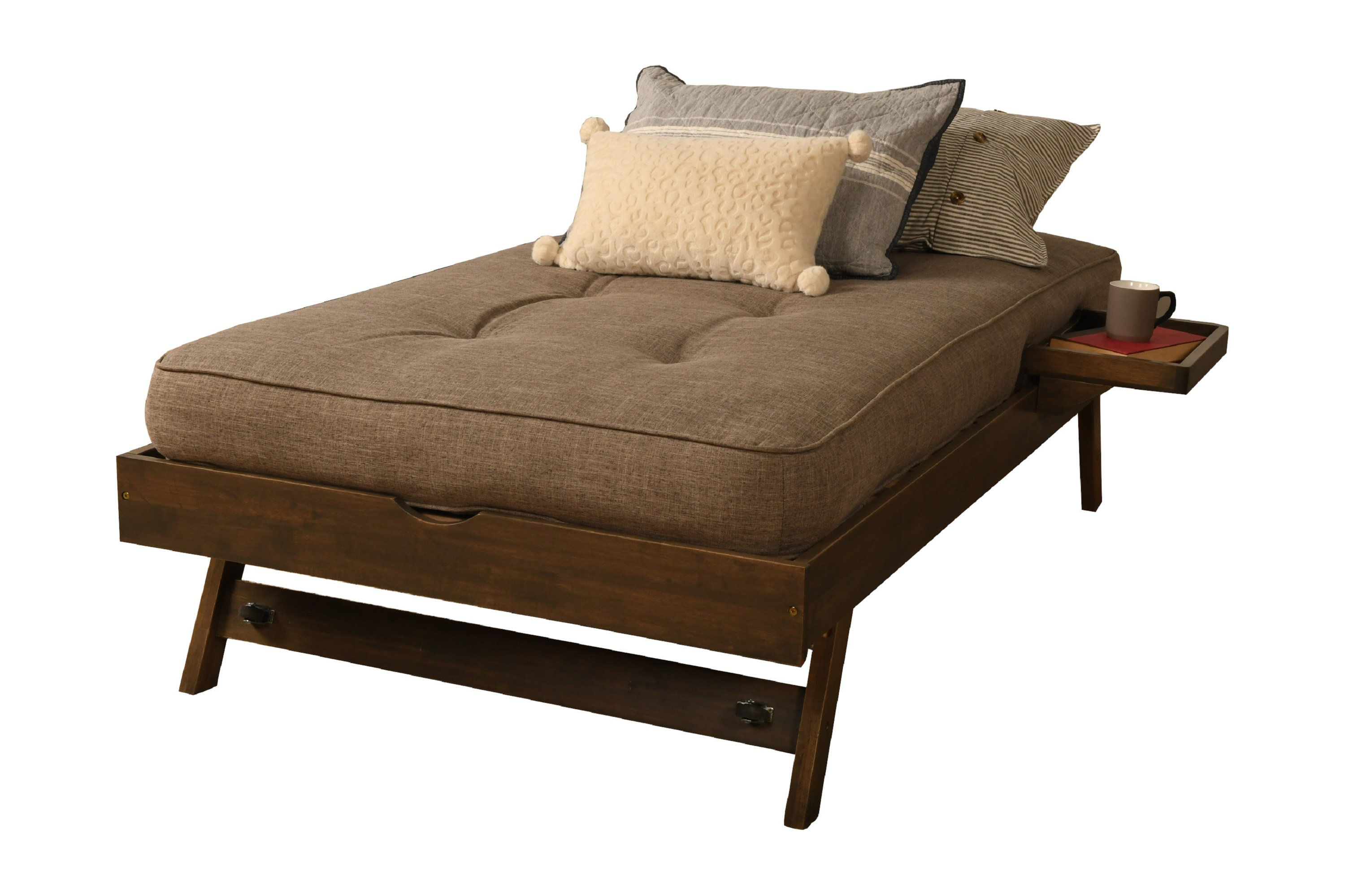 Winston Porter Javarius Wood Pop Up Trundle Bed In Walnut Brown Finish ...