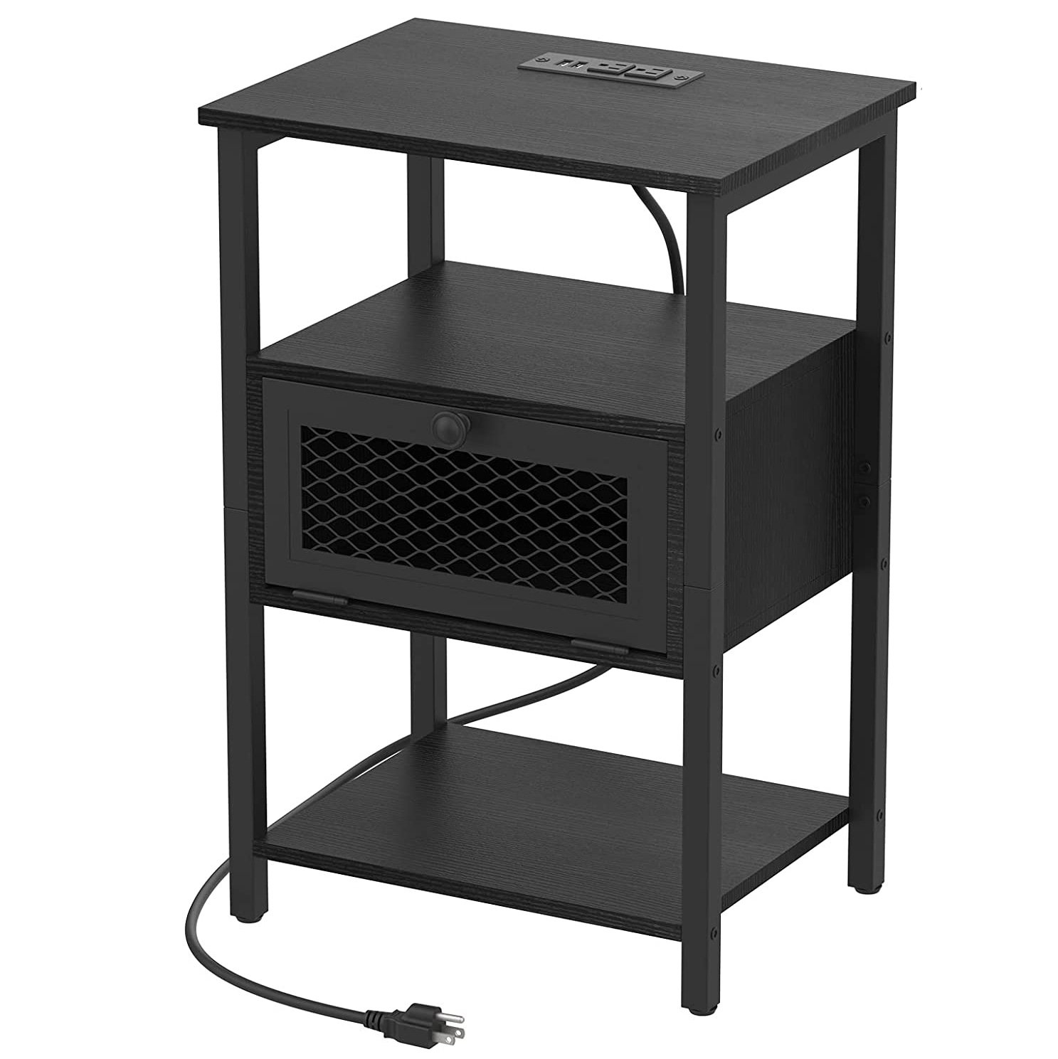 17 Stories Side Table Nightstand With Charging Station - Wayfair Canada