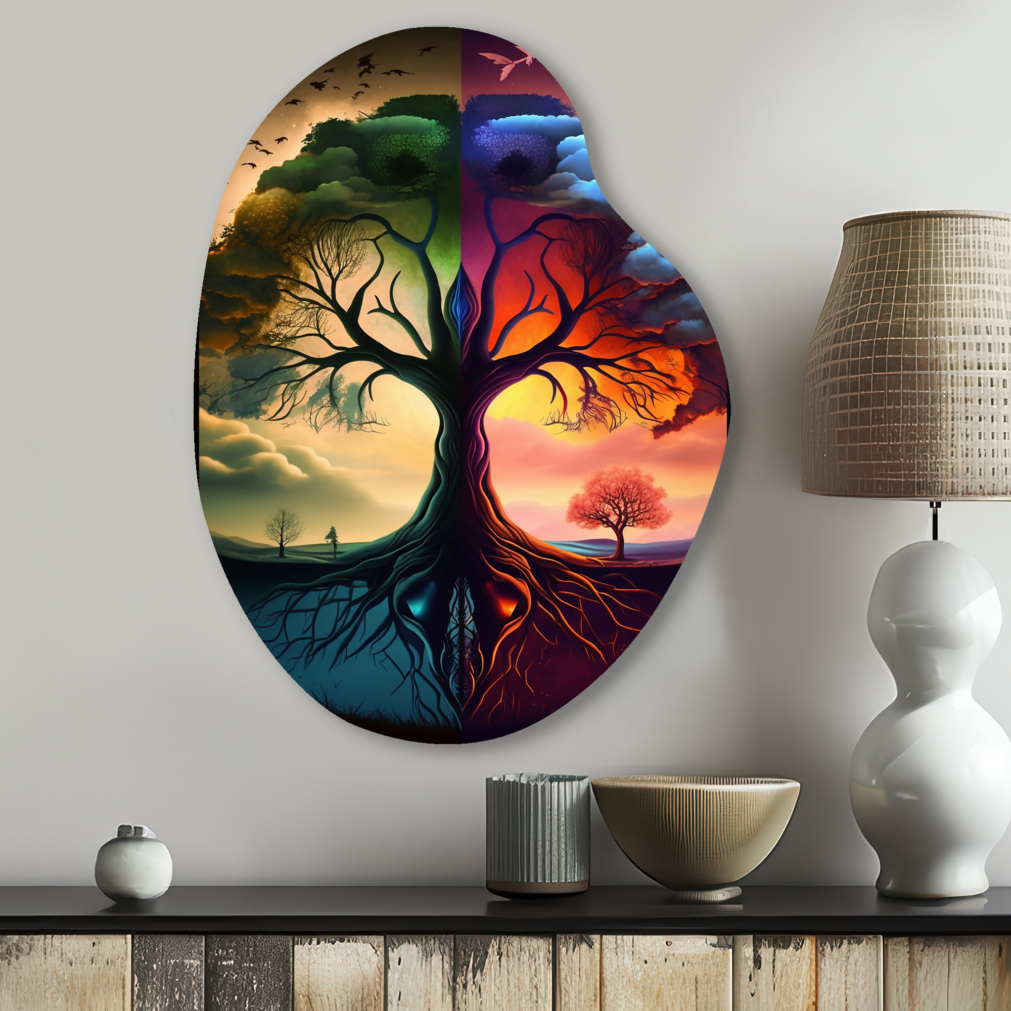 Lark Manor™ Tree Of Life Day And Night I - Landscape Forest Pear Shape ...
