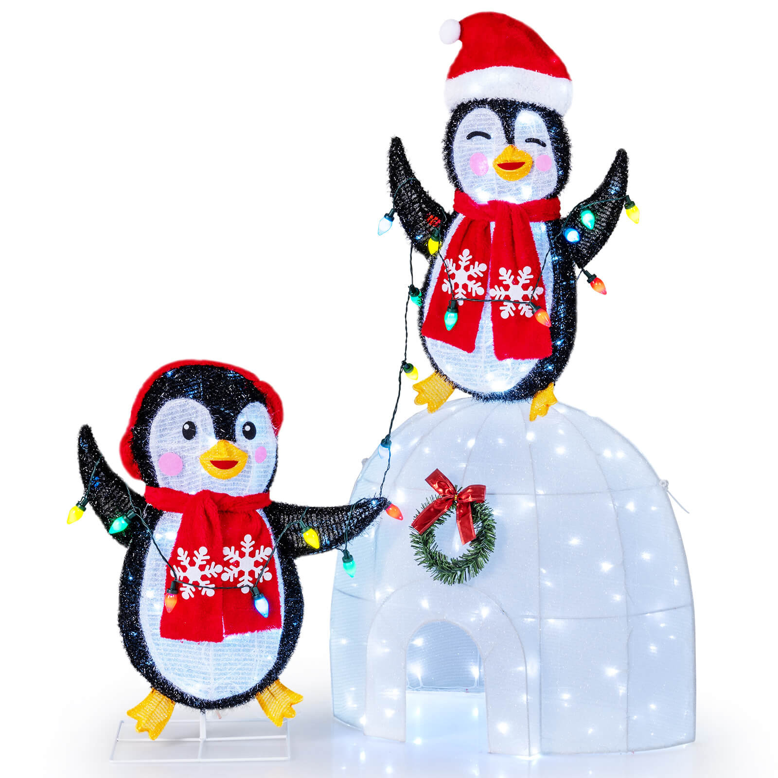 The Holiday Aisle® Lighted Christmas Decoration Penguins Igloo 170 ...