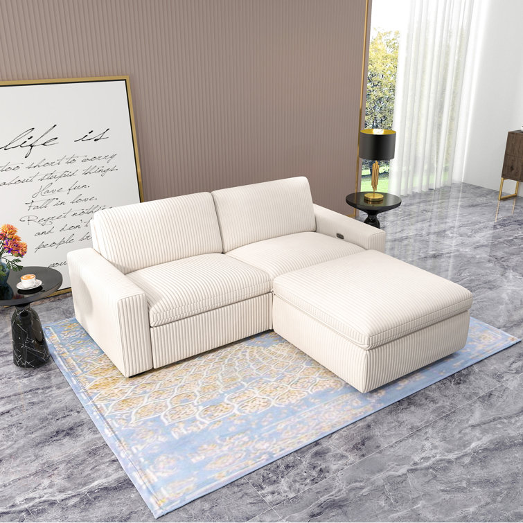 Hokku Designs Milred 3 - Piece Power Corduroy Reclining Sectional ...