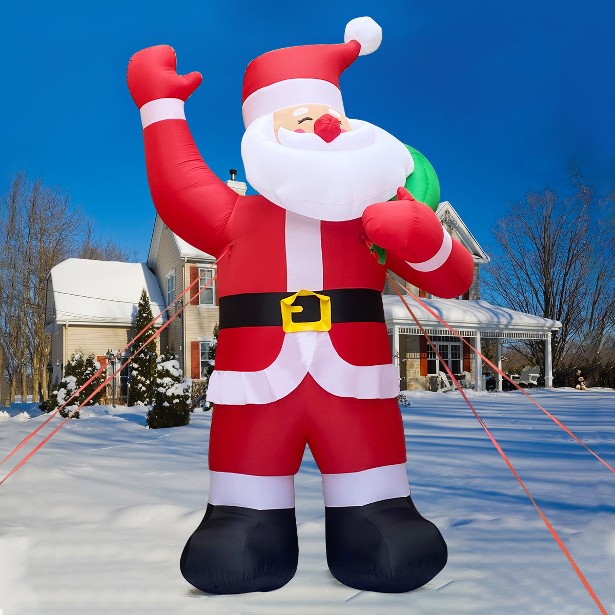 The Holiday Aisle® Christmas Inflatable Santa Inflatables Outdoor ...