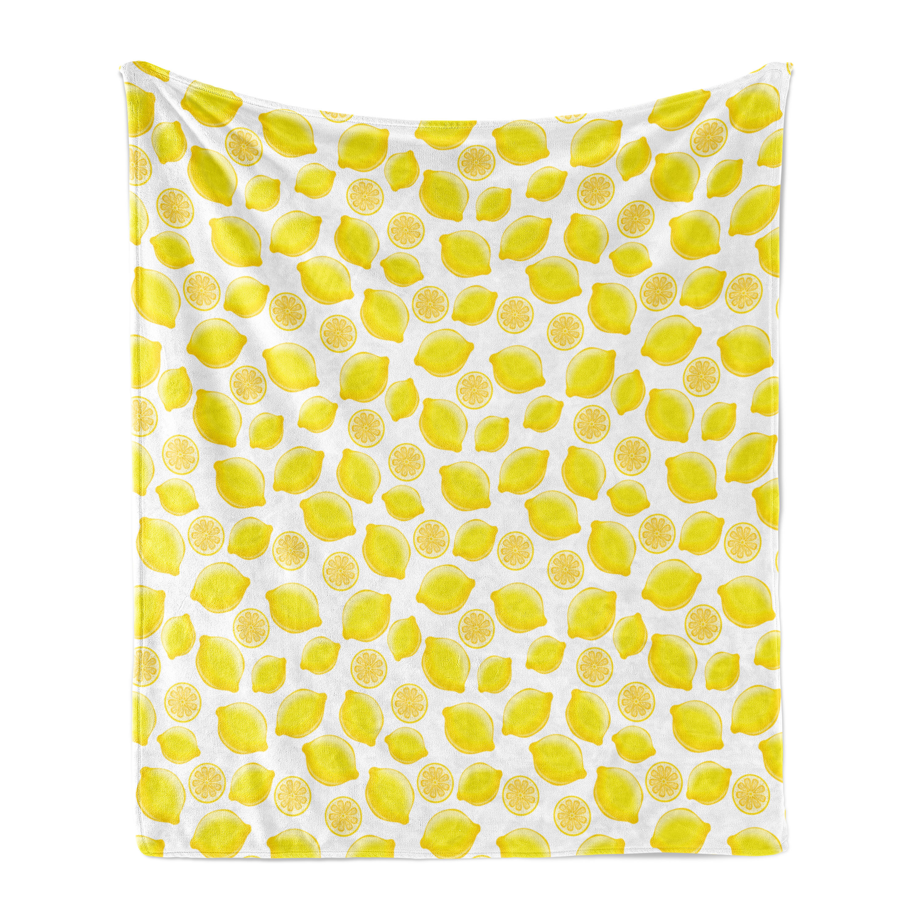 Ambesonne Lemons Fleece Throw Blanket Delicious Citrus Fruits Art ...